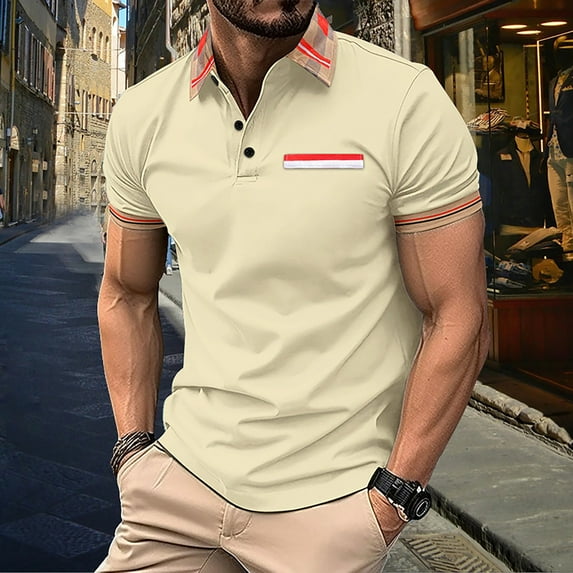 Golf Shirts for Men Color Block Pollover Men's Polo Shirts Short Sleeve ...