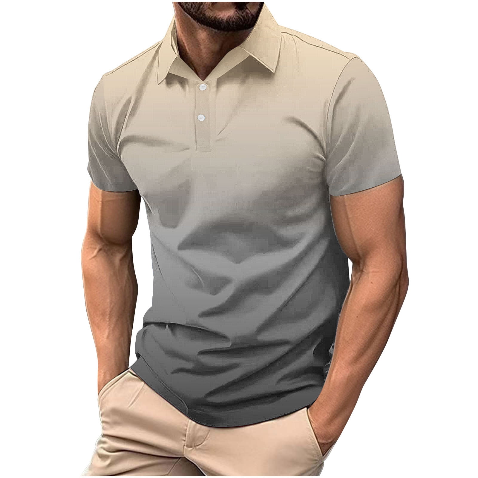 Golf Shirts for Men,Casual Shirt for Men: Fashion Ombre Short Sleeve ...