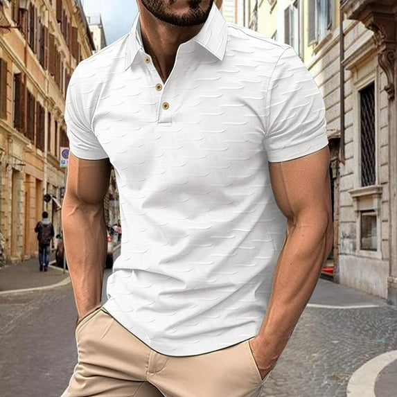 Golf Shirts for Men Short Sleeve Tshirts Shirt Mens Casual Solid Color ...