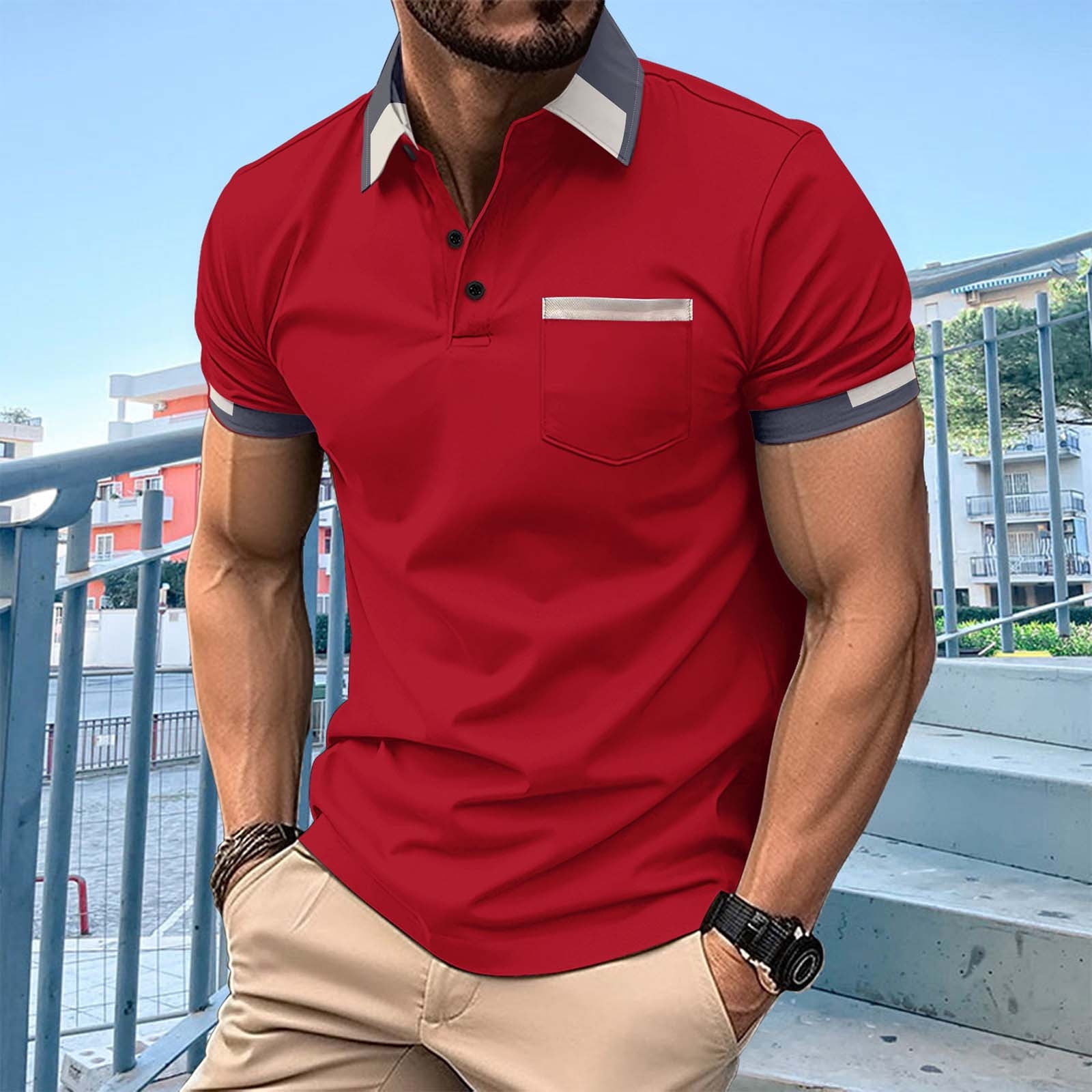 Golf Shirts for Men with Pocket Business Casual Short Sleeve T-Shirts ...