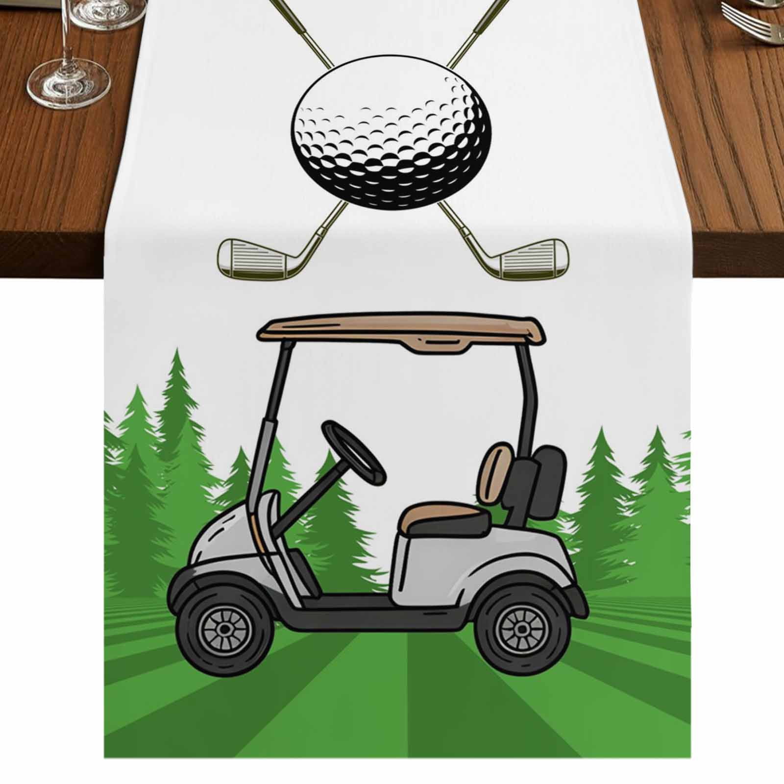 Golf Short Table Runner 48 Inches Long,Green Forest Tree Balls Clubs ...