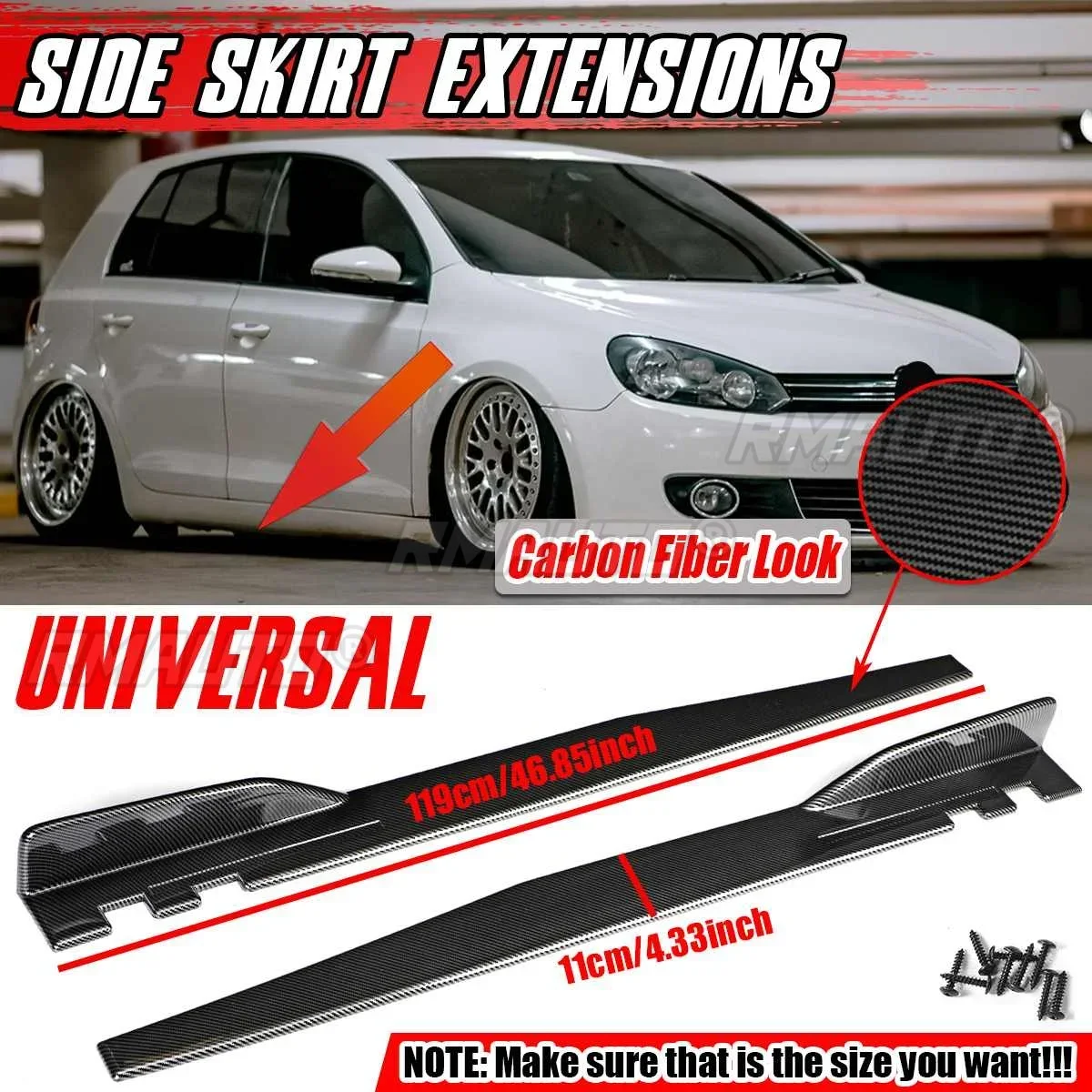 Golf Side Skirt Body Kit Winglet Extensions Splitters For VW For Golf ...