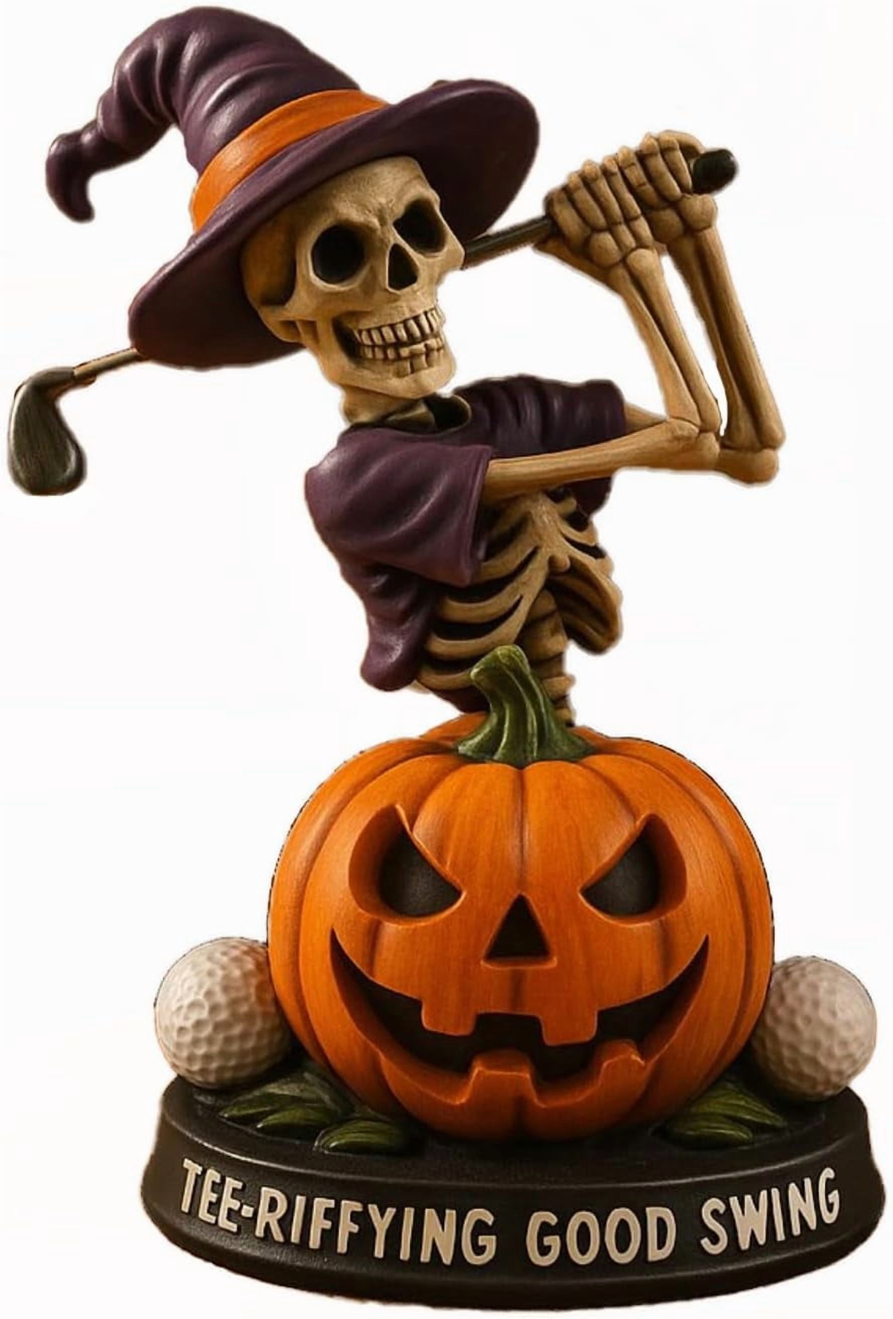 Golf Skeleton Statue, New 2025 Halloween Mini Skeleton Figurines Statue ...