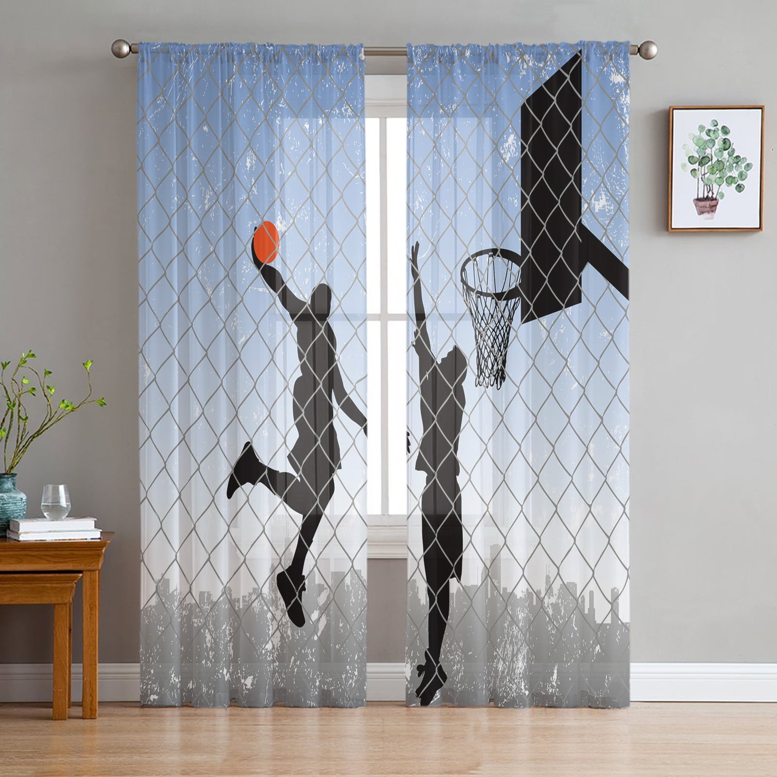 Golf Sports Theme Chiffon Sheer Curtains for Living Room Home ration ...