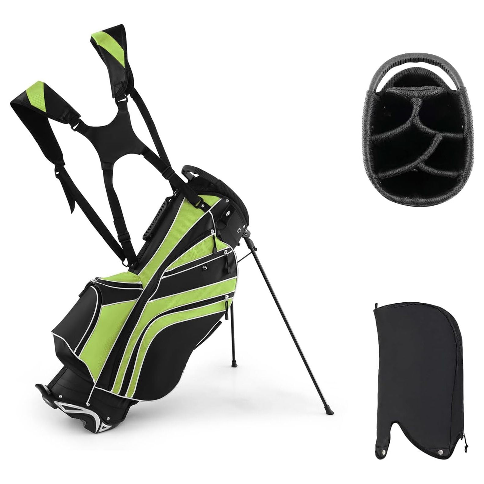Golf Stand Bag, 6 Way Top Divider Golf Bag with Stand, 8 Pockets, Rain ...