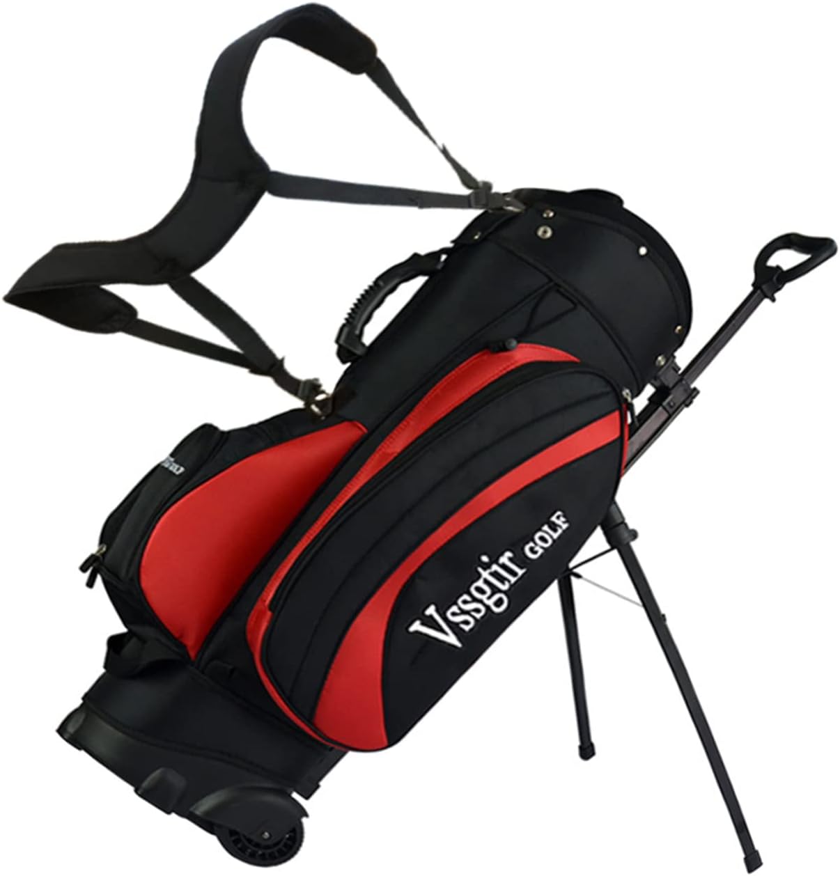 Golf Stand Bag with Wheels, Retractable Bracket Golf Club Bag for Men ...