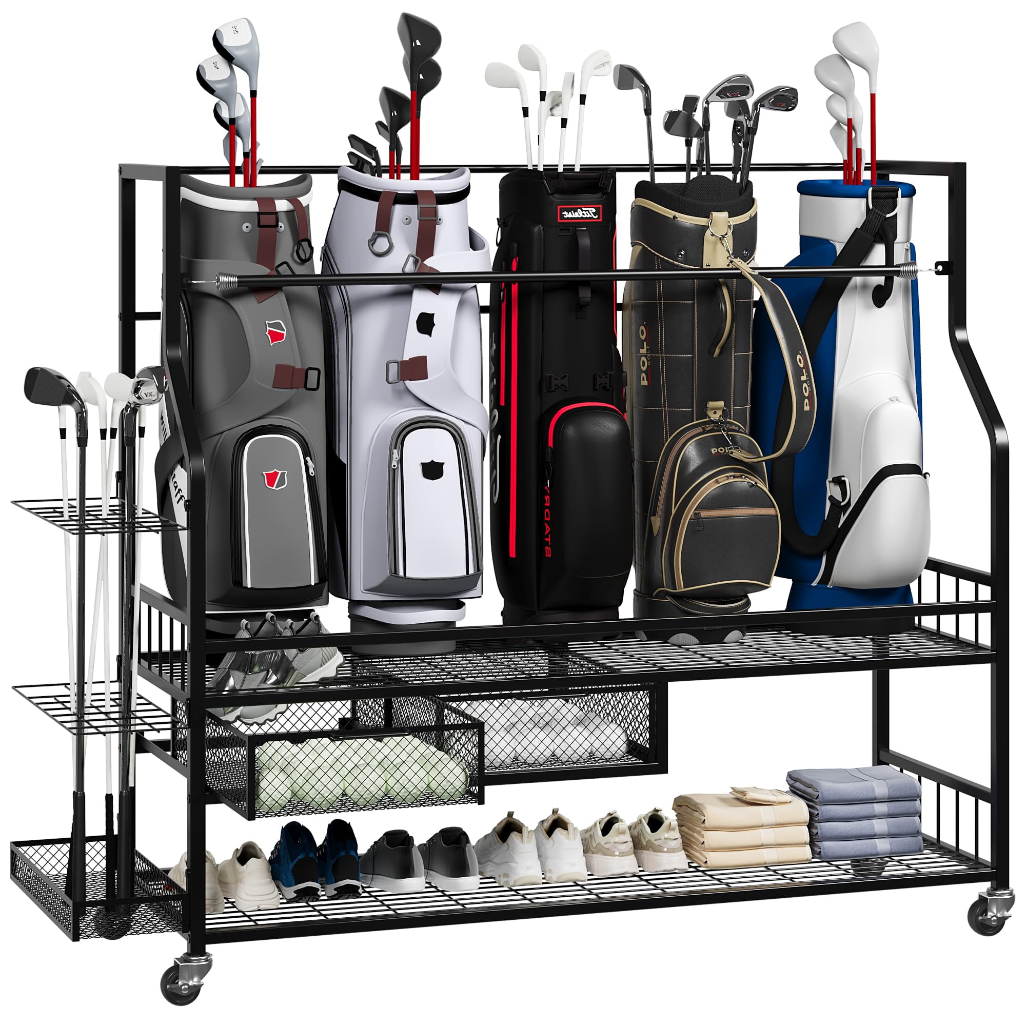 Golf Storage Garage Organizer, Golf Bag Storage Stand and Other Golfing ...