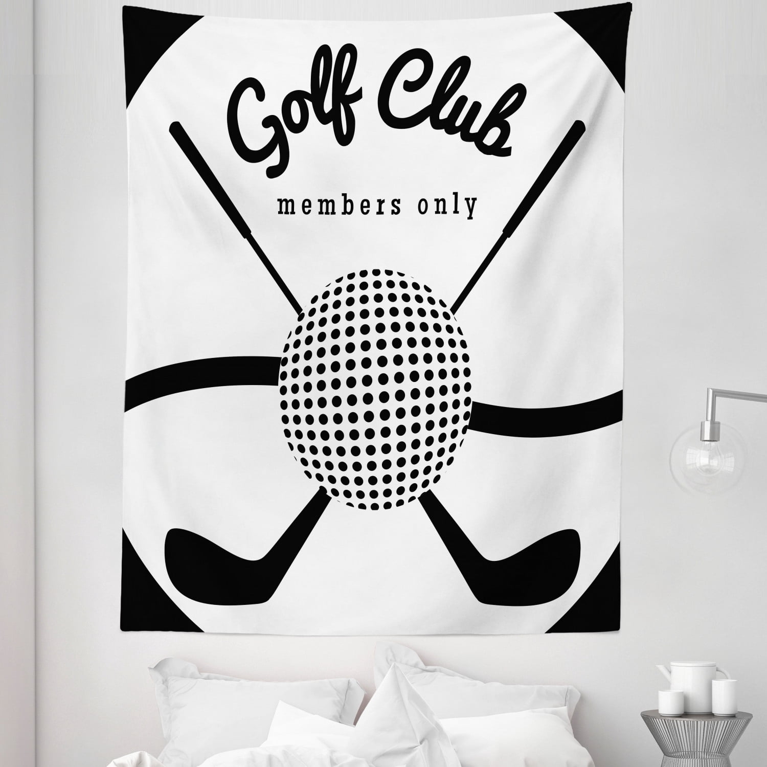 Golf Tapestry, Golf Club Sign with Members Only Typography Minimalist ...