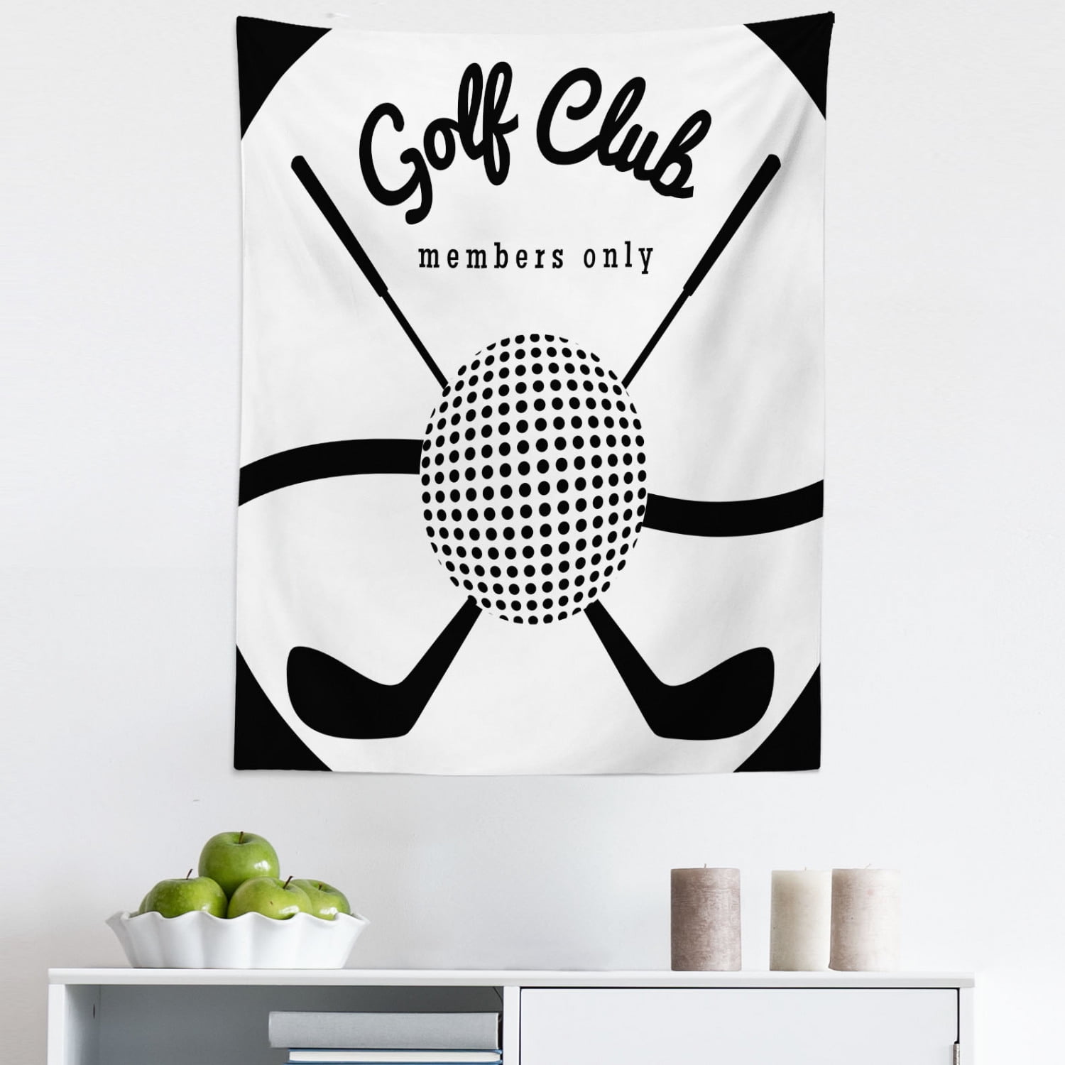 Golf Tapestry, Golf Club Sign with Members Only Typography Minimalist ...