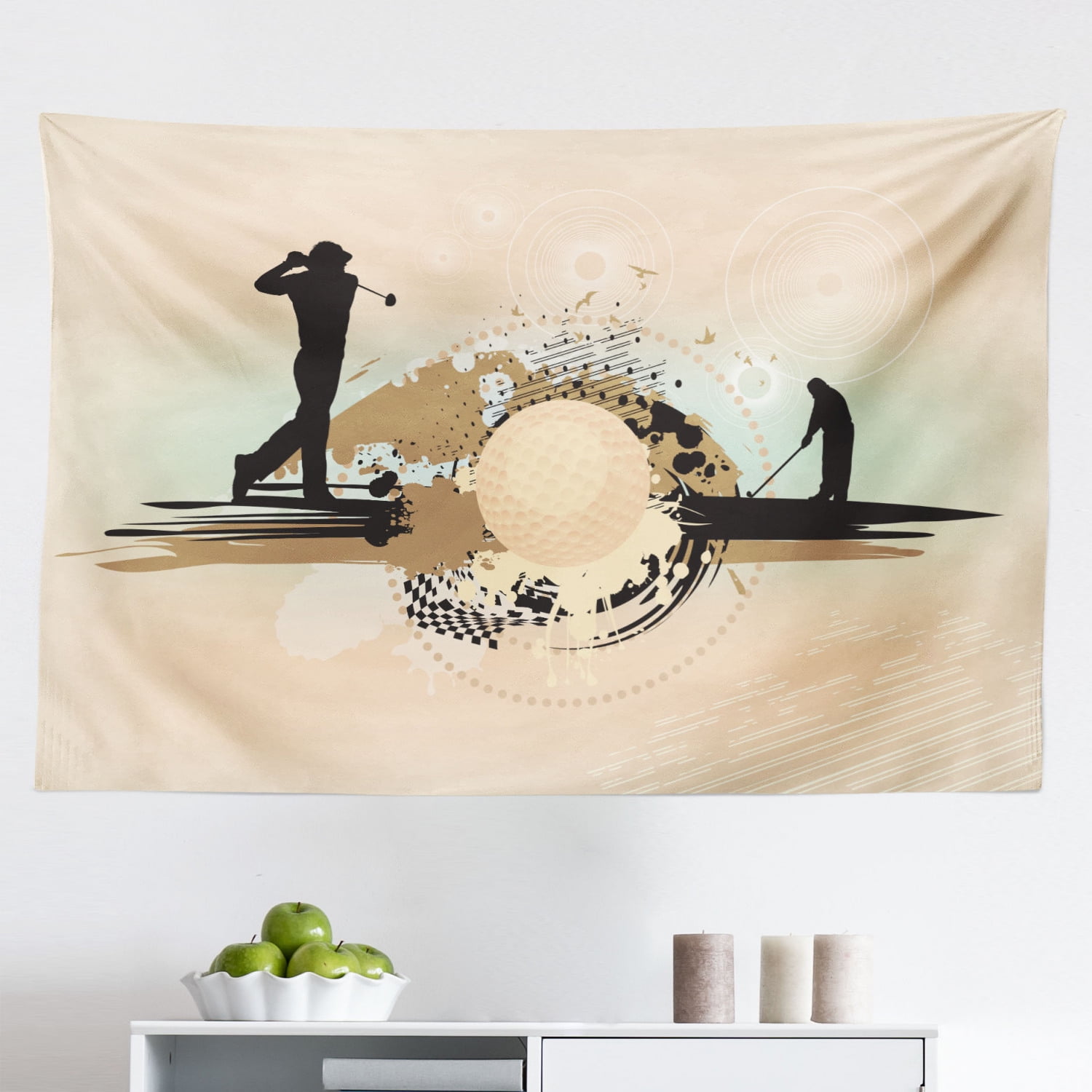 Golf Tapestry, Teeing Ground with a Hole and Flag Golfing Field ...