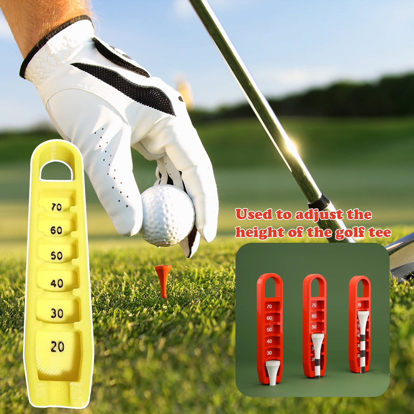 Golf Tee Height Gauge 3D Printed – 20–70mm Golf Ball Lifter Tool ...