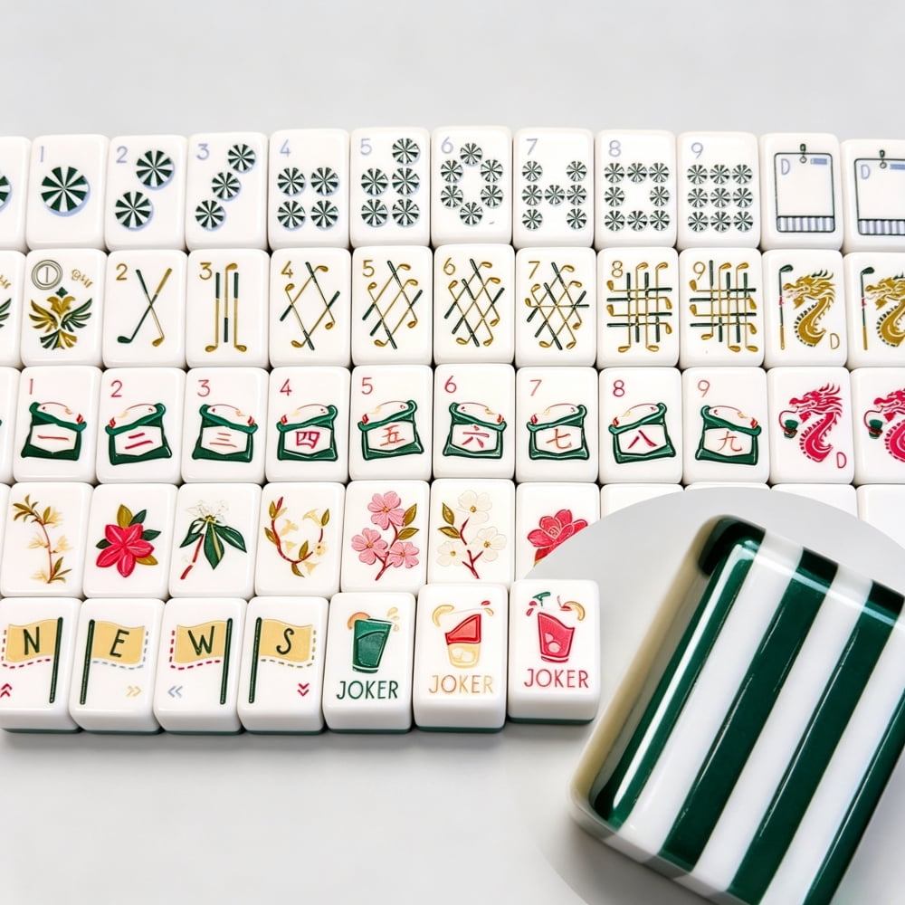 Golf Themed Striped Acrylic American Mahjong Set, 160Pcs Crystal Hand ...