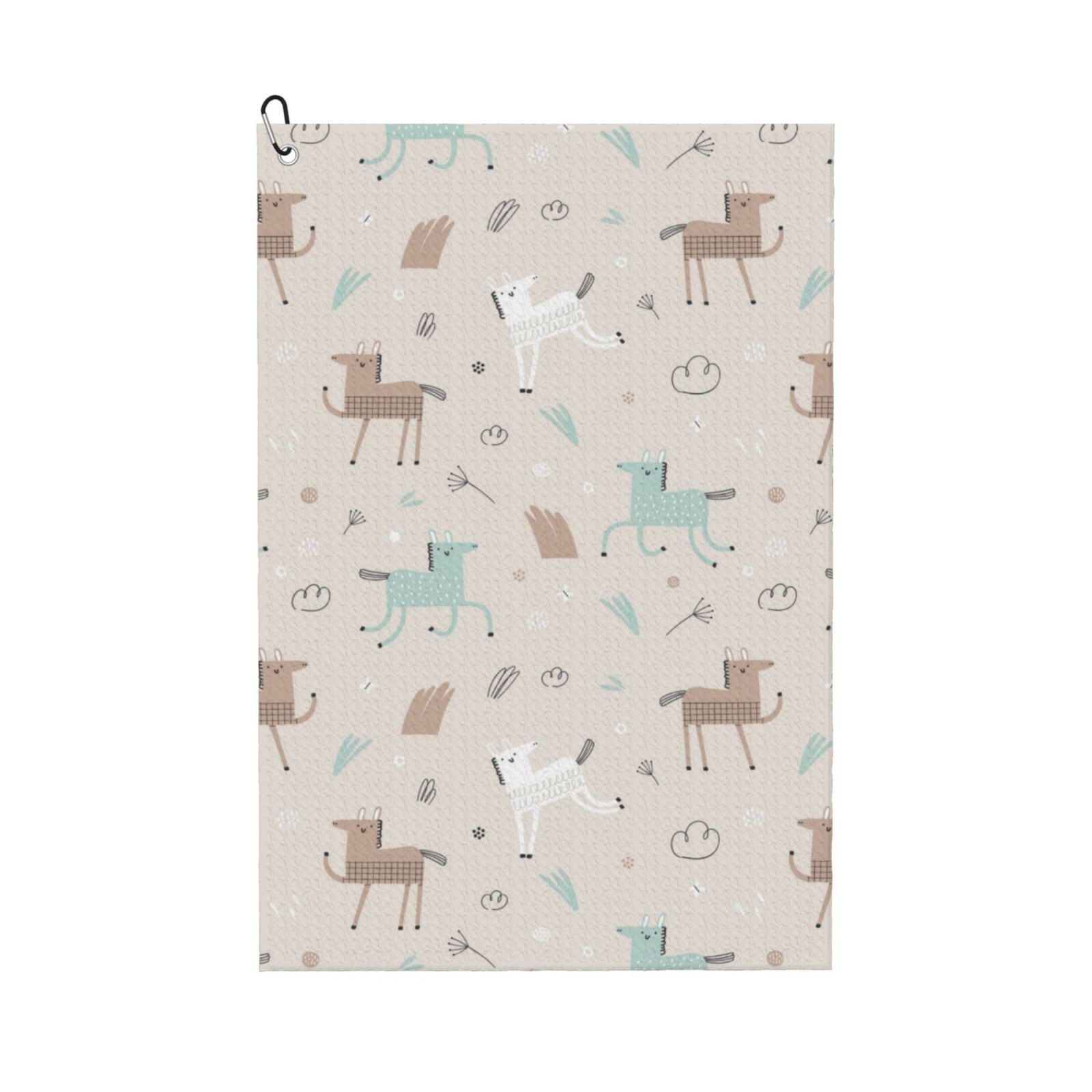 Golf Towel, Bohemian Cartoon Cute HorseMicrofiber Waffle Golf Towel ...