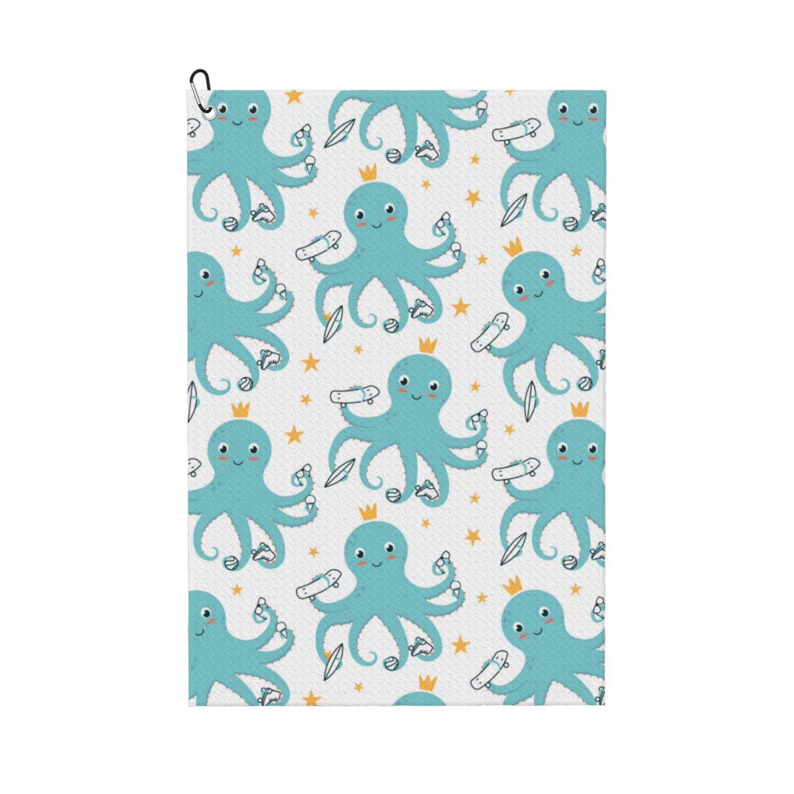 Golf Towel Cute Octopus Green Tri-fold Magnetic Golf Towel with ...