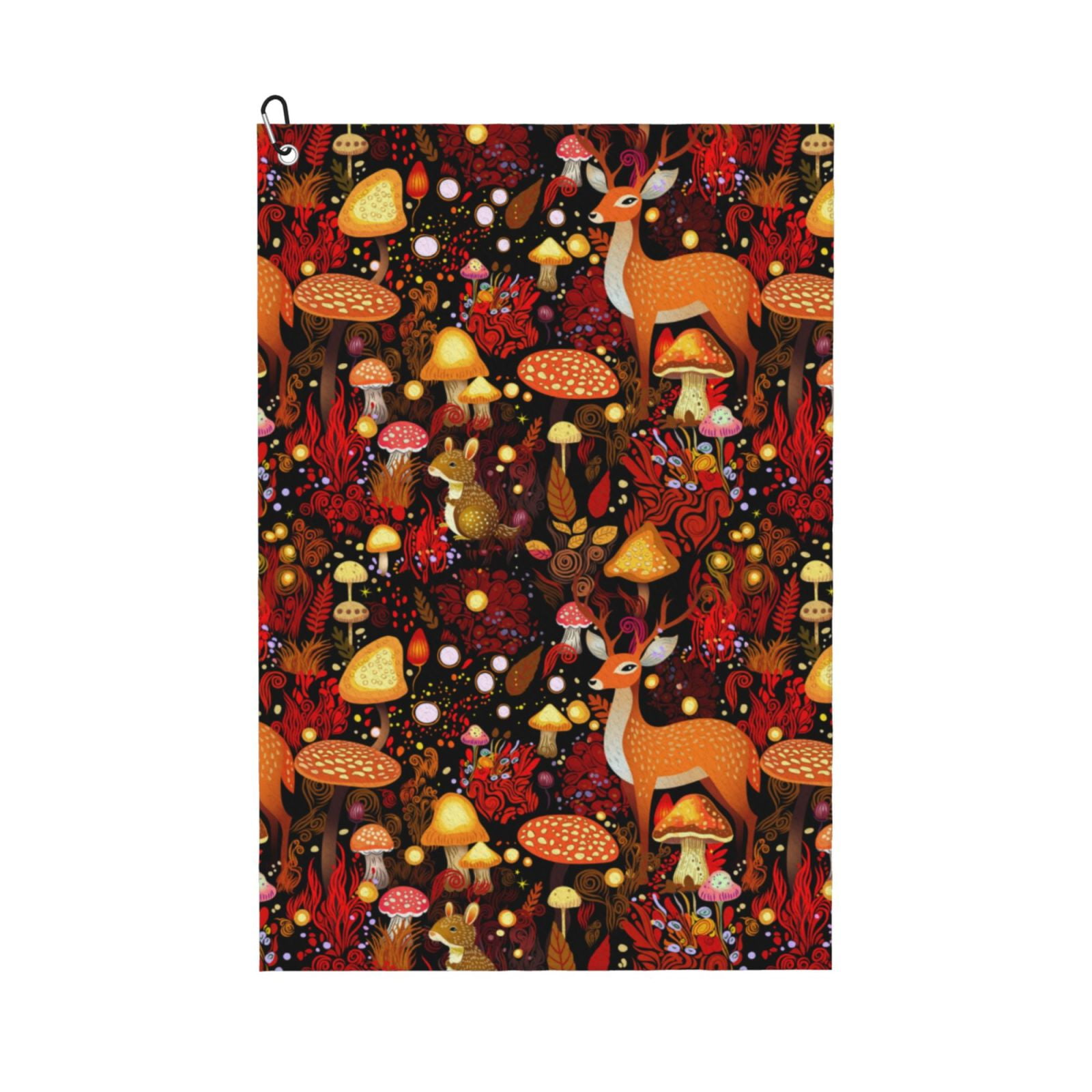 Golf Towel Warm Forest Plants and Deer Tri-fold Magnetic Golf Towel ...