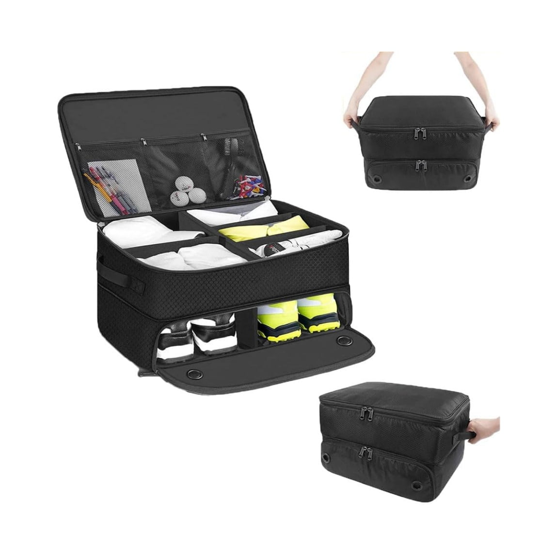 Golf Trunk Organizer, 3 Layers Golf Locker Storage Bag with Separate ...