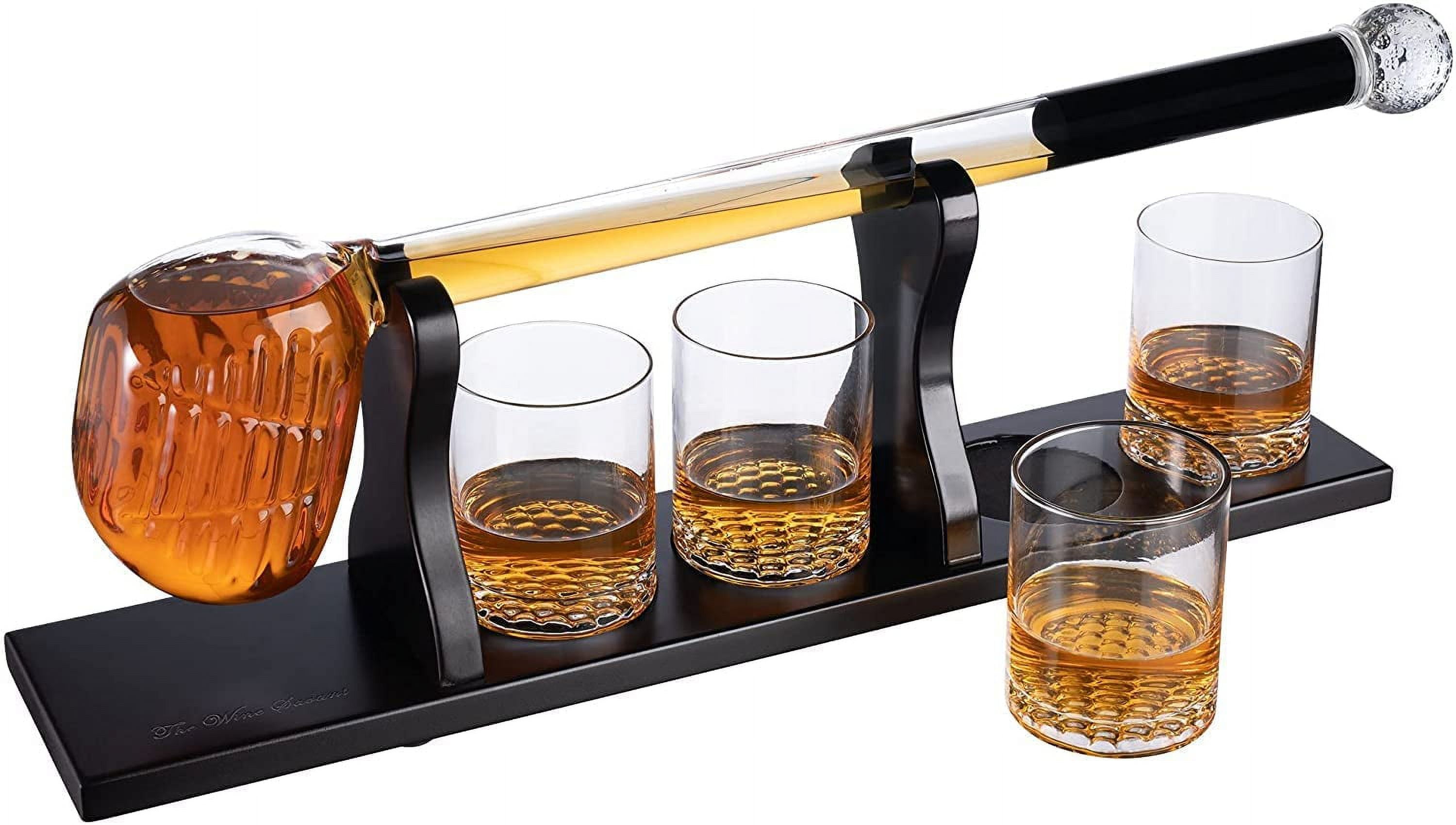 Golf Whiskey Decanter and 4 Liquor Glasses - Decanter & Glass Set ...