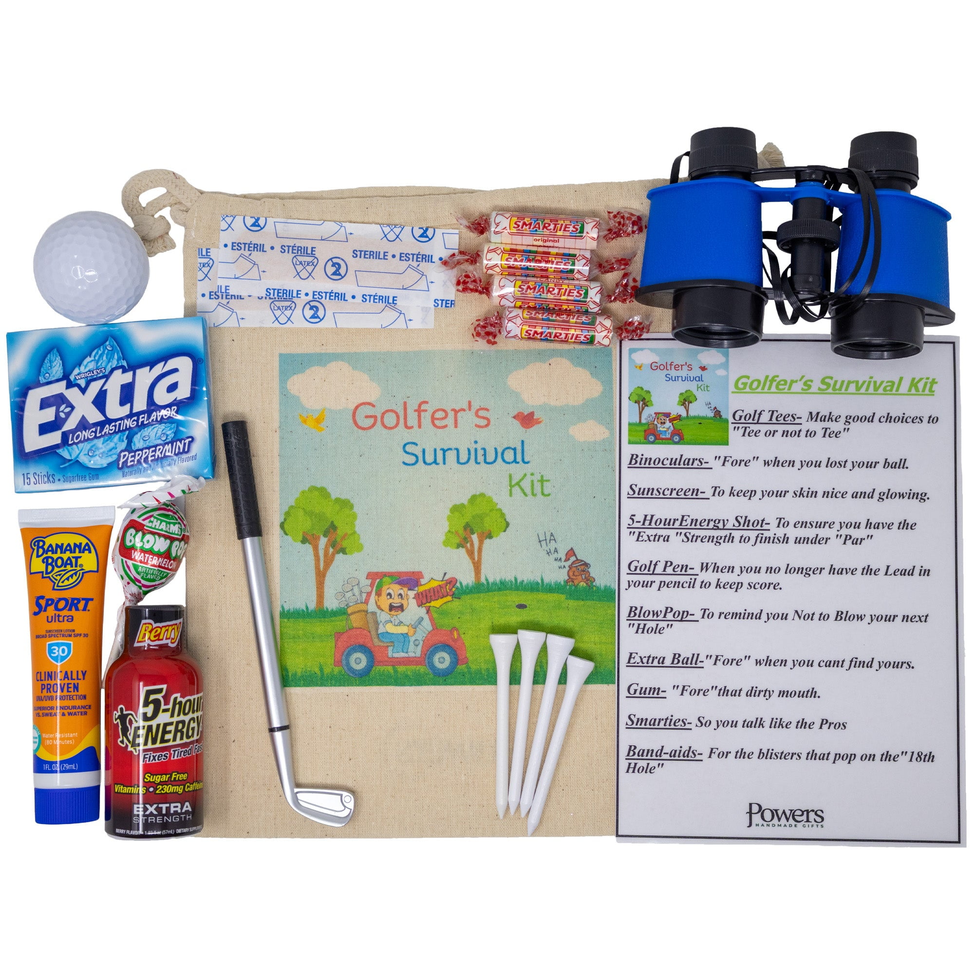 Dad's Set: Golfer's Funny Survival Kit | Unique Gag Gift Basket for ...