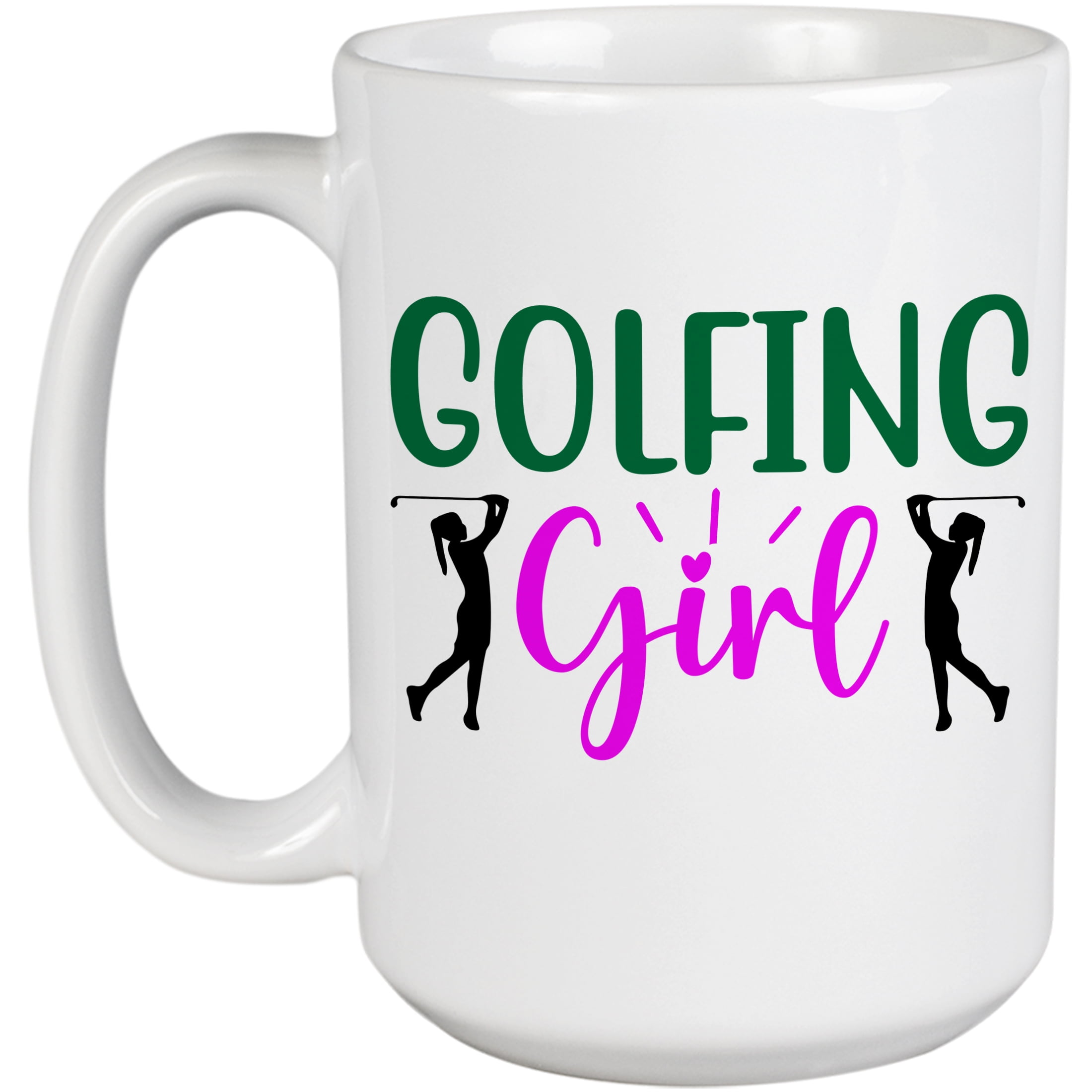 Golfing Girl with a Heart & Swinging Woman or Female Golf Player ...