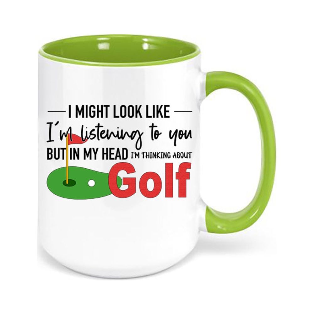 Golfing Mug, Thinking About Golf, Golfing Gift, Funny Coffee Cups, Gift ...