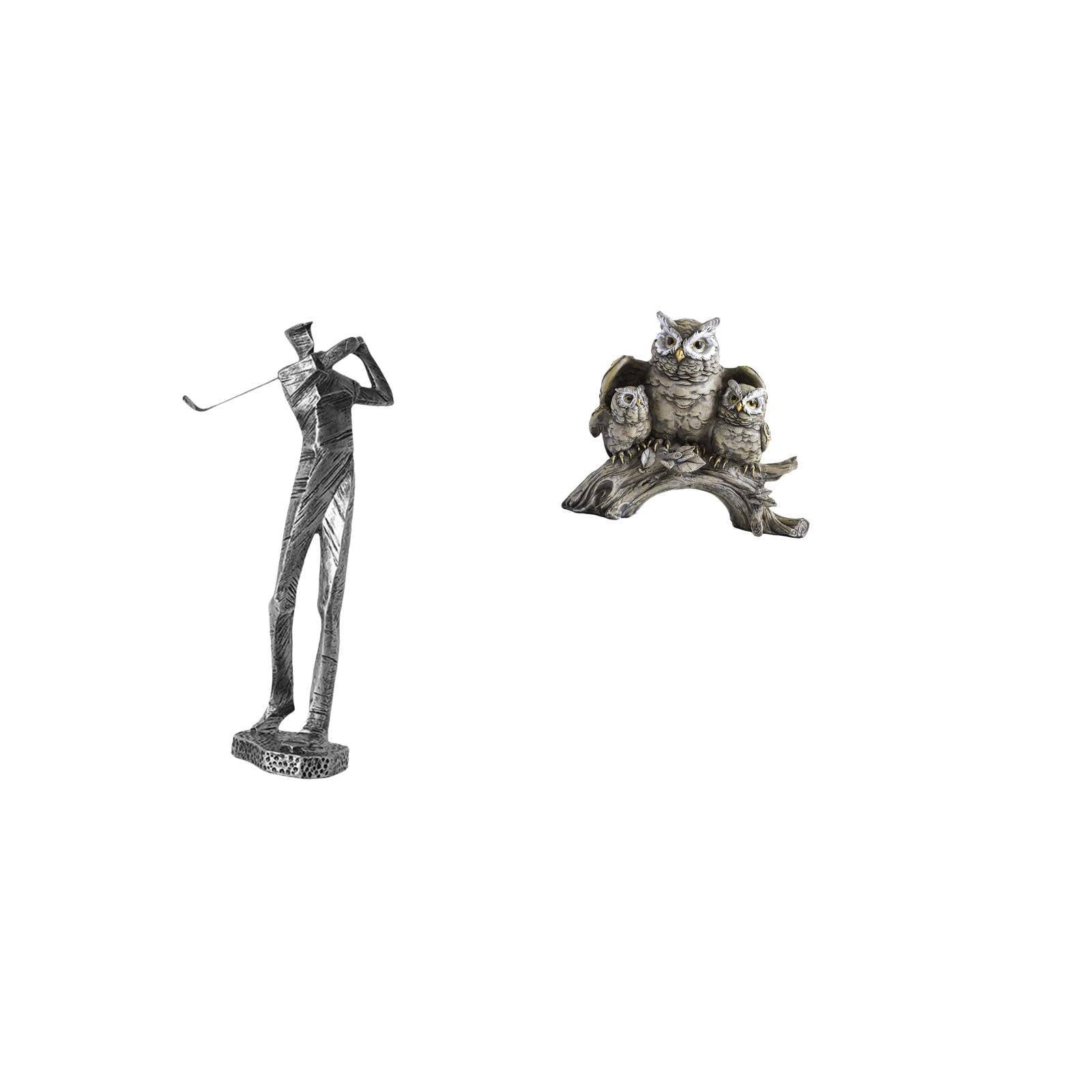 Golfing Statue Owl Ornament Artistic Resin Construction Eye Catching ...