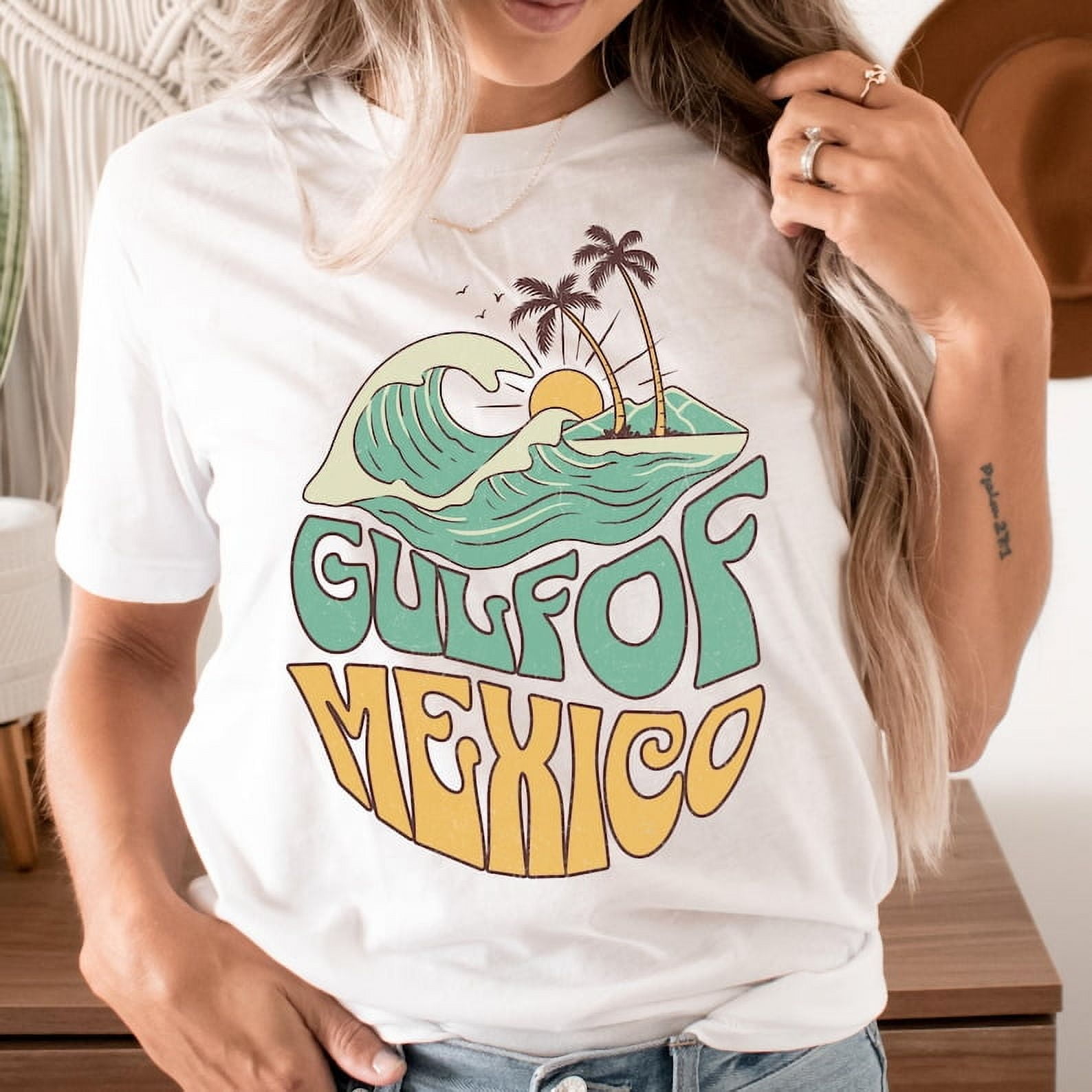 Golfo de México 1550 Retro Vintage Art Shirt, Vacation Mexico Shirt Gulf of Mexico Name Origin ...