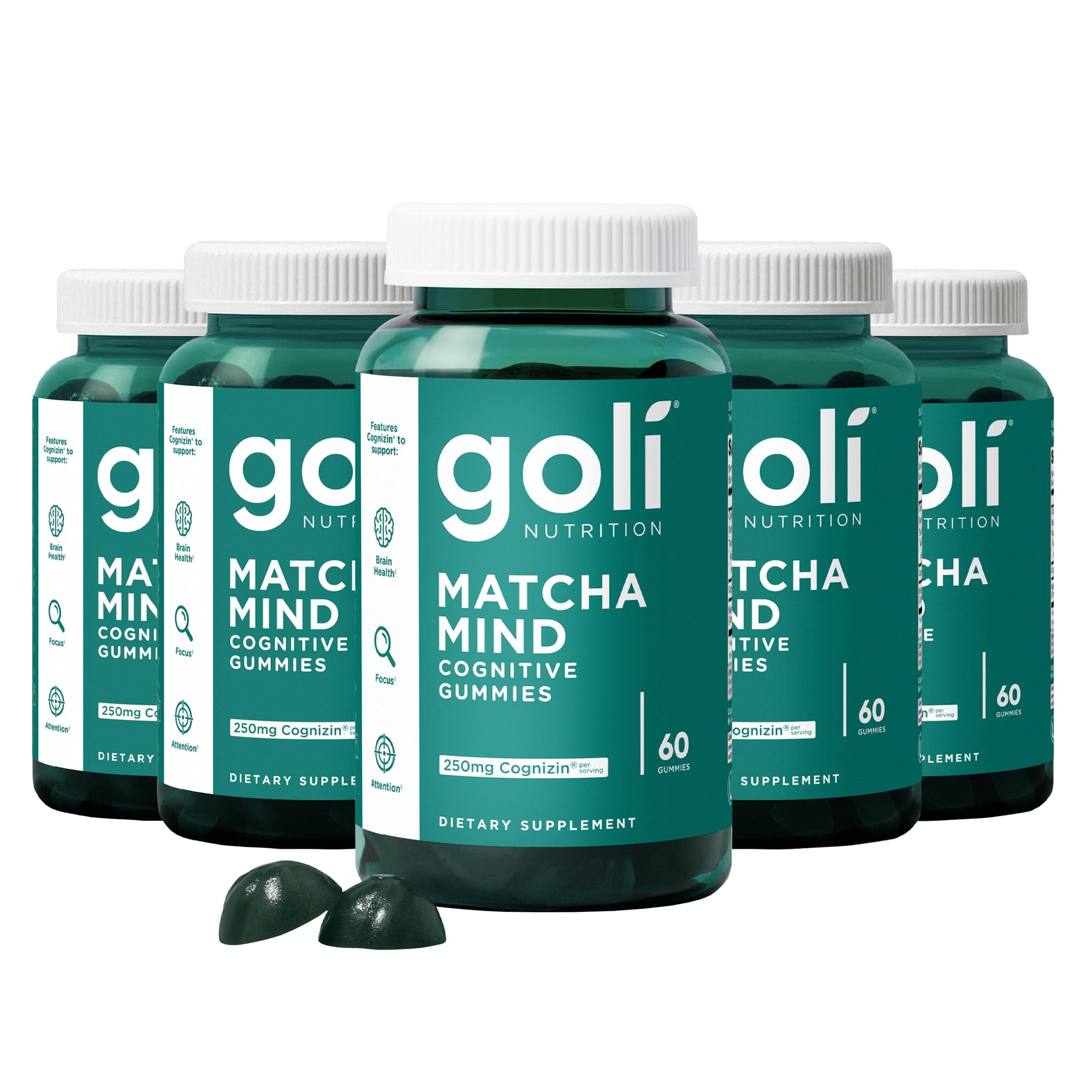 Goli Matcha Mind Gummies - 300 Count - Green Tea Leaves Powder with Cognizin for Focus ...