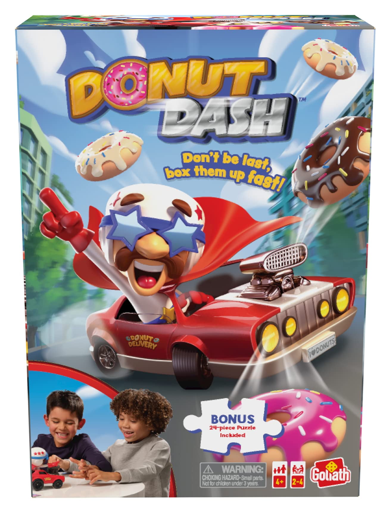 Goliath Donut Dash Game YPF5 w/ 24pc Puzzle - Race to Pick Up Matching Donuts, Racecar Does Real ...