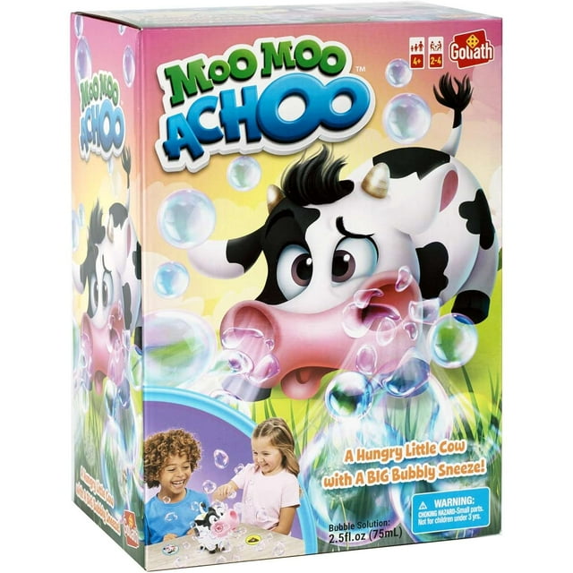 Goliath Moo Moo Achoo Game | Gather Clover Cards Before Moo Moo Sneezes Real Bubbles | 2-4 ...