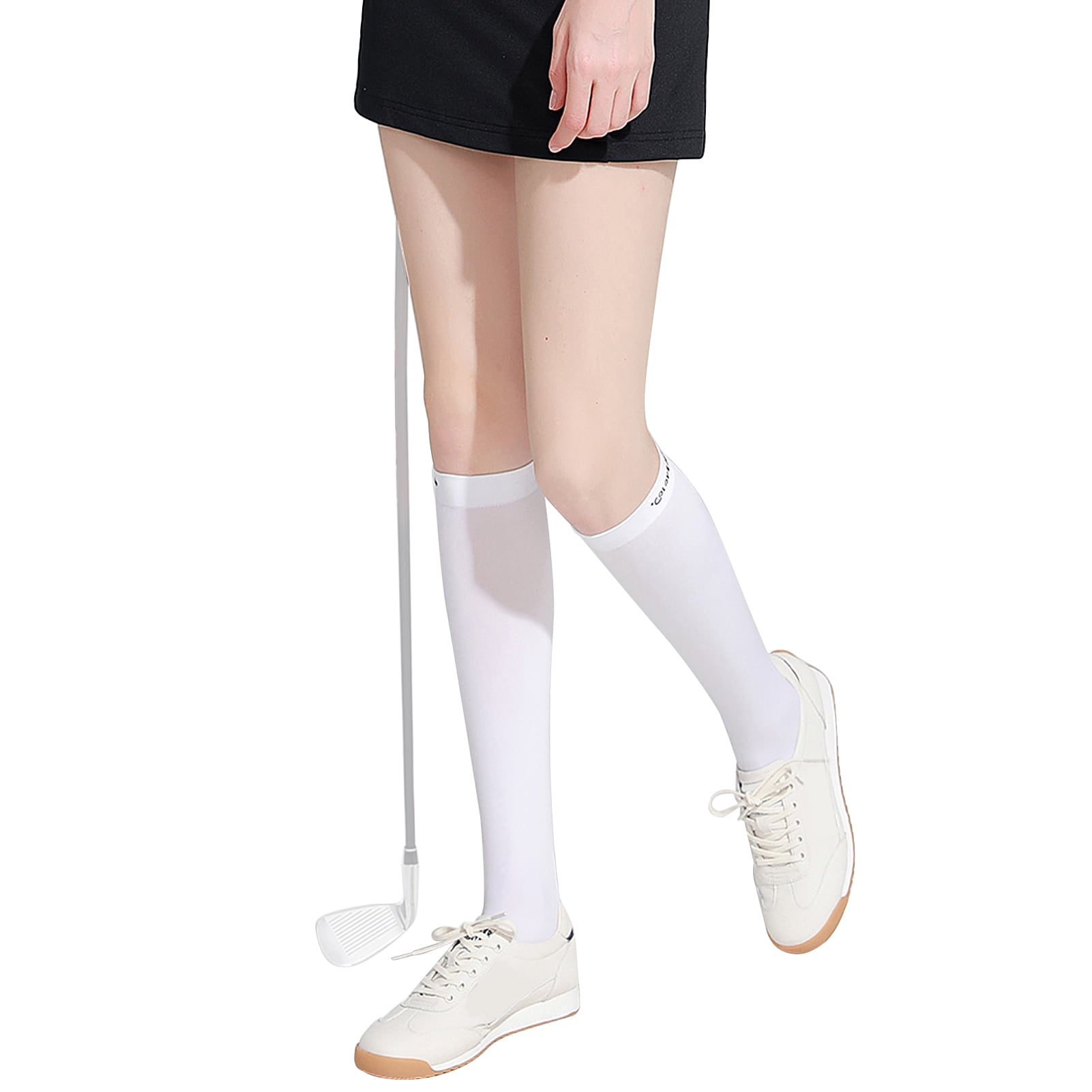 1 Pair Leg Sleeves Women Icy Leg Socks Sun Guard Cool Golfing Stockings ...