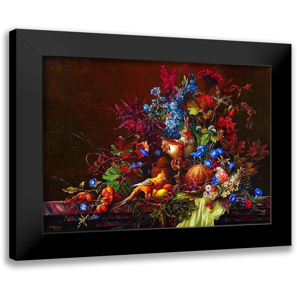 Golovin, Konstantin 14x11 Black Modern Framed Museum Art Print Titled - Still-life with a parrot ...