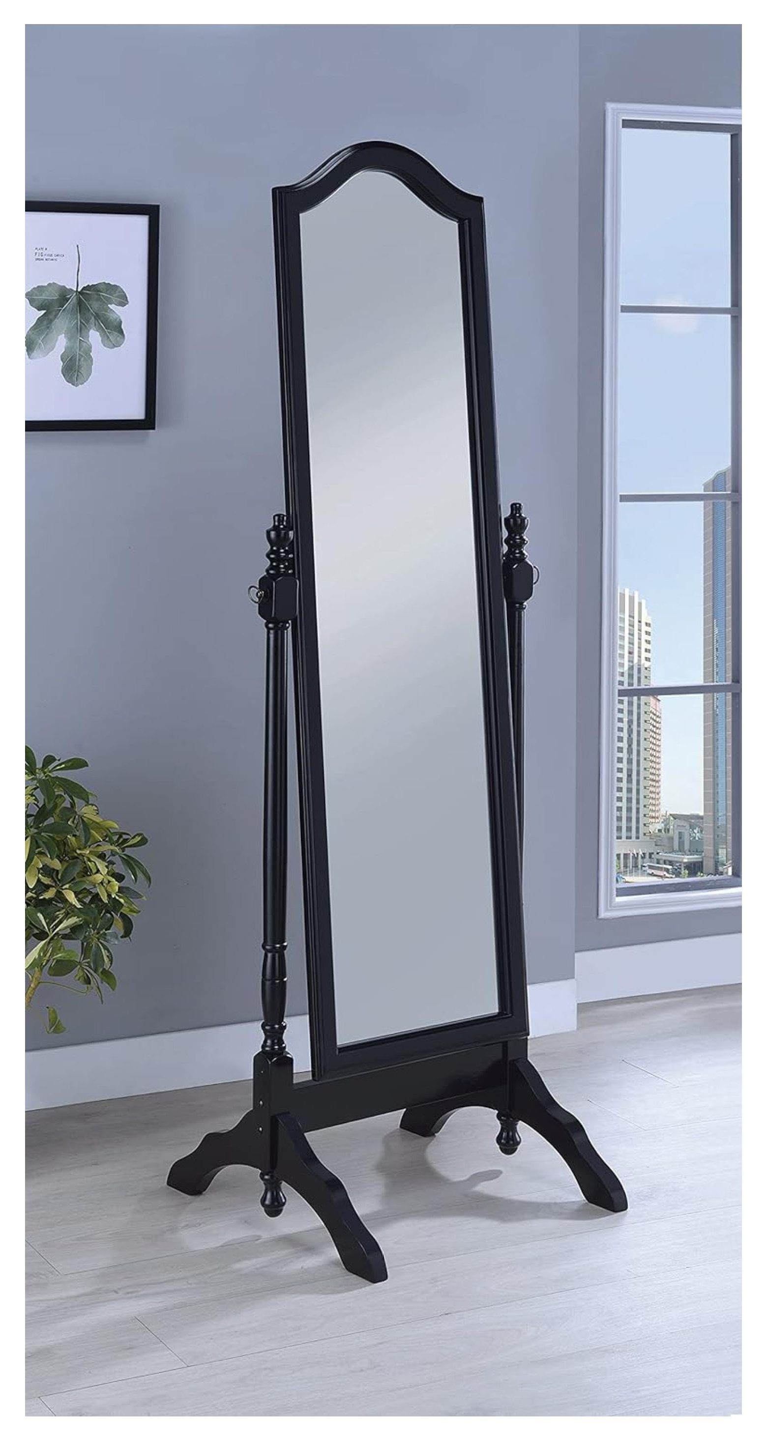 GolySw Cabot Rectangular Cheval Mirror with Arched Top Black - Walmart.com