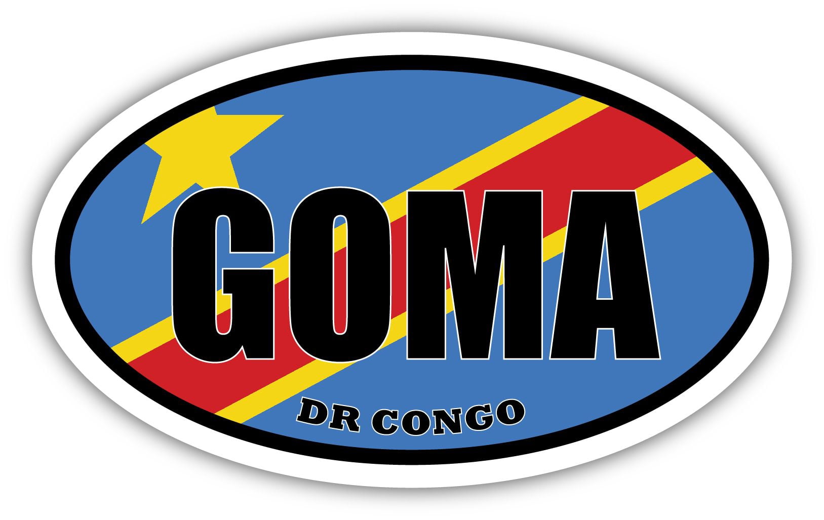 Goma DR Congo Flag Oval Decal Vinyl Bumper Sticker 3x5 inches - Walmart.com