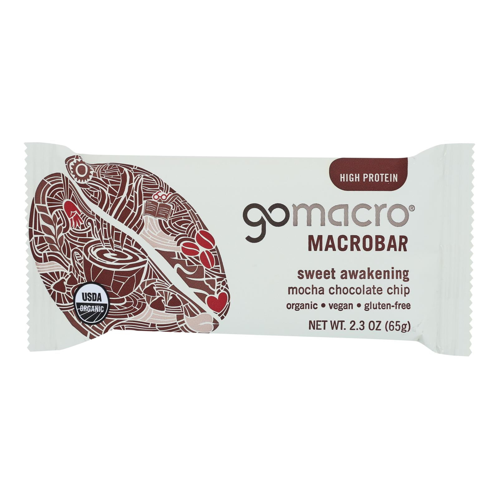 Gomacro Bar - Organic - Mocha - Chocolate Chip - Case of 12 - 2.3 oz ...