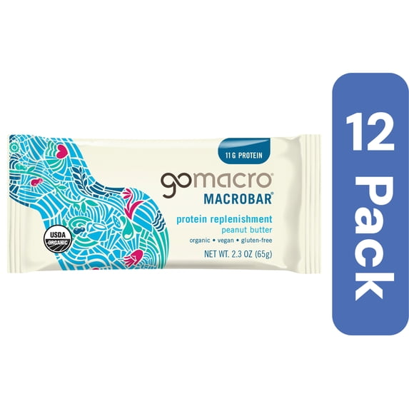 Gomacro Peanut Butter Bar 2.3 oz (Pack Of 12) - Walmart.com