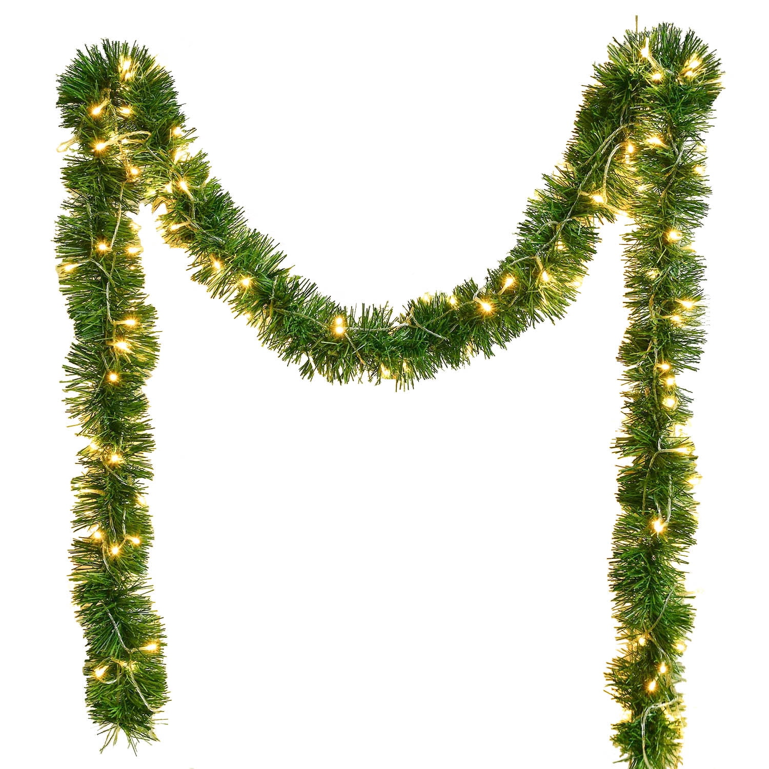 Gomaty 16.4ft Artificial Pine Christmas Garland with 50 LED Lights ...