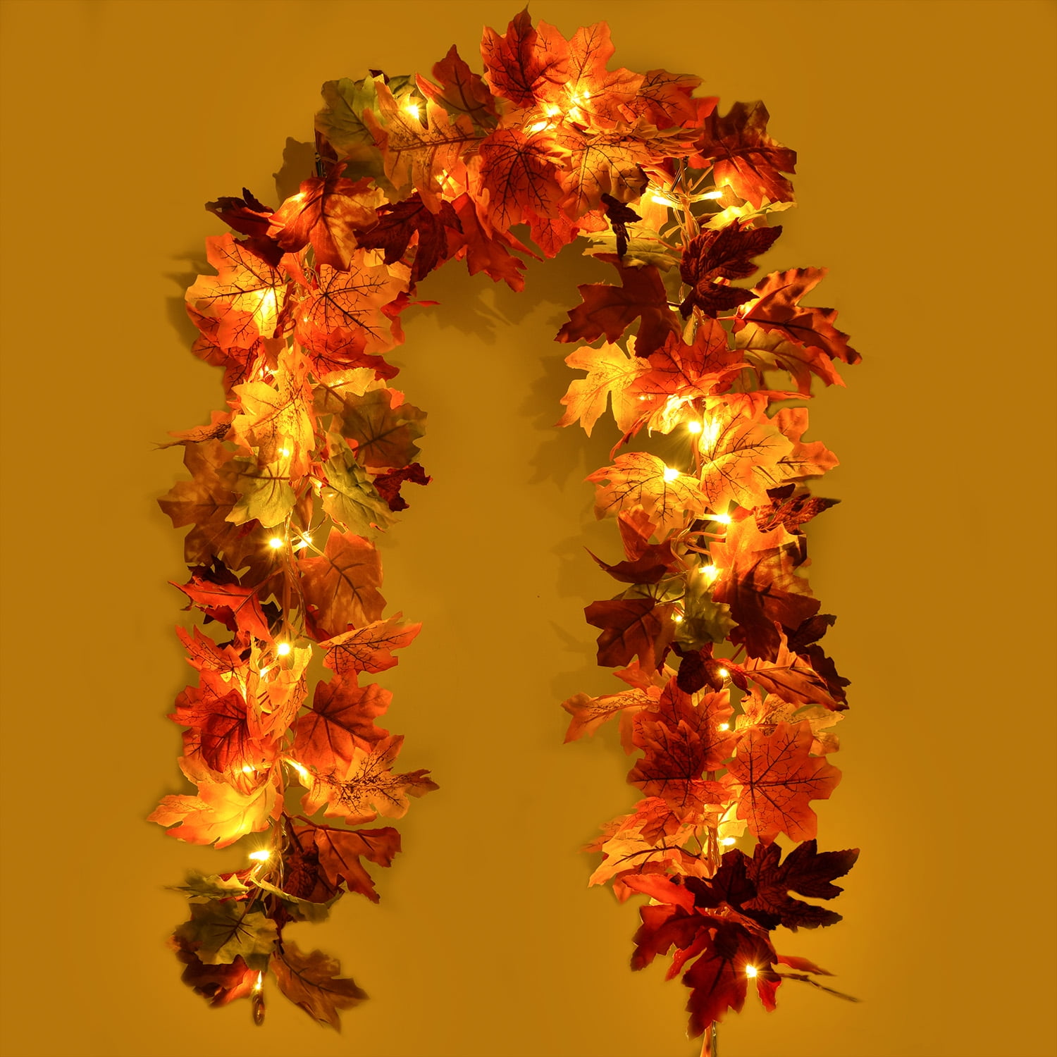 Gomaty 2Pack Fall Maple Garland with 40LED Light ,5.9Ft/Piece ...
