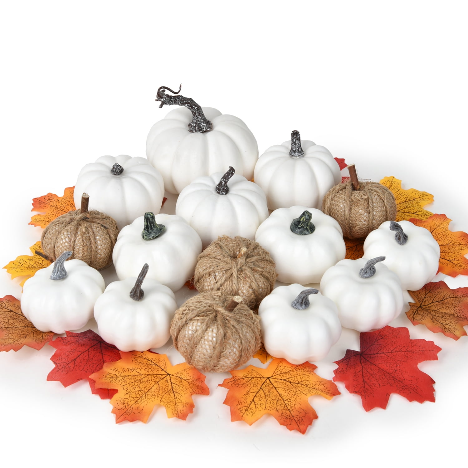 Gomaty Farmhouse Halloween White Plastic Pumpkins Autumn Decoration ...