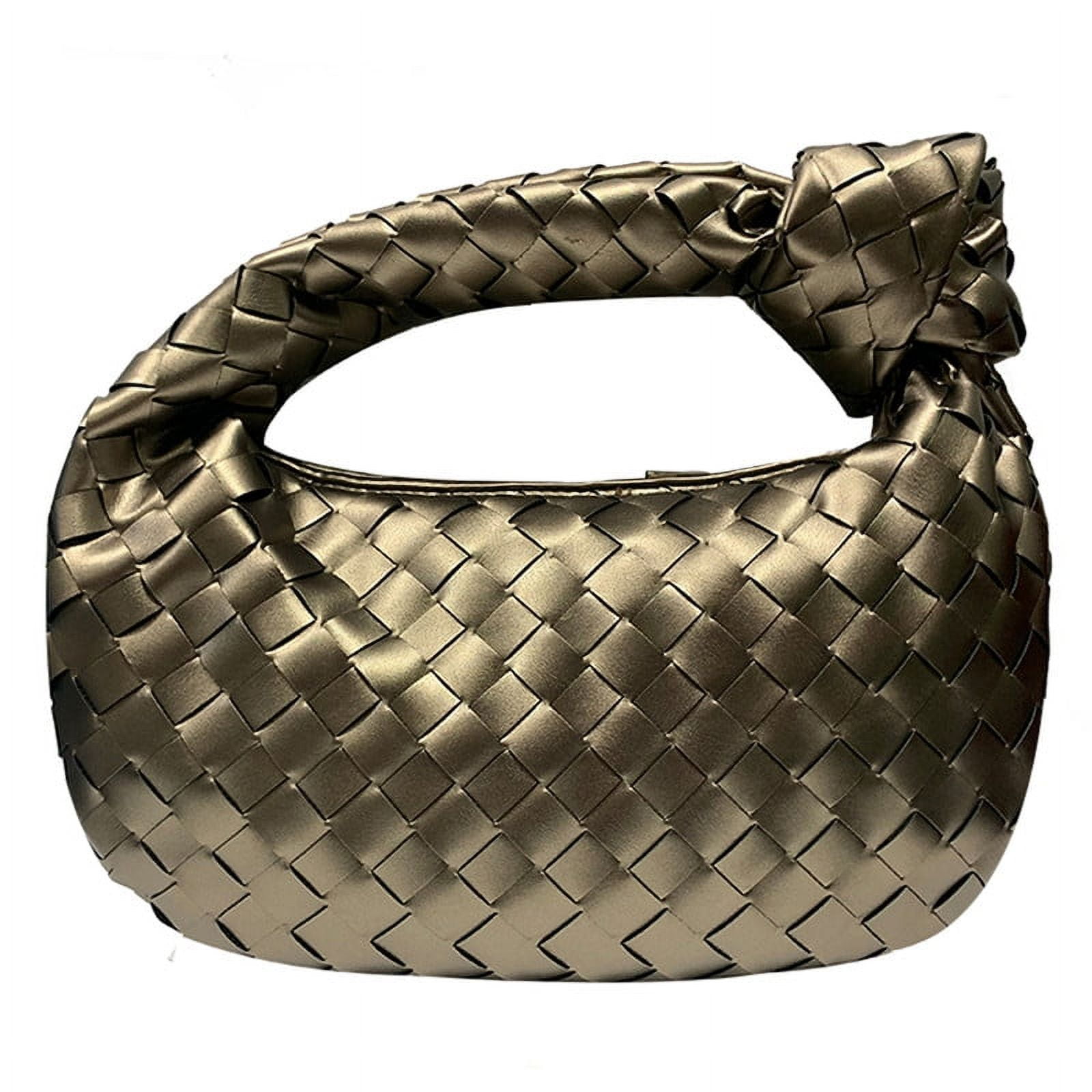 Gomayee Knotted Woven Handbag, Faux Leather Bronze, Shoulder Bag ...