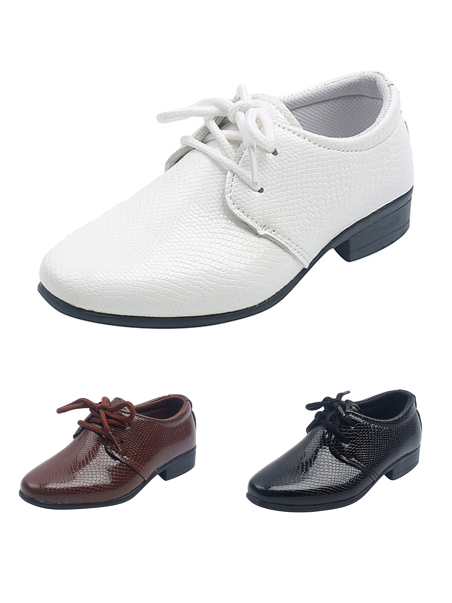 Gomelly Boys Dress Shoes Kids Pointed Toe Lace-Up School Uniform Formal ...
