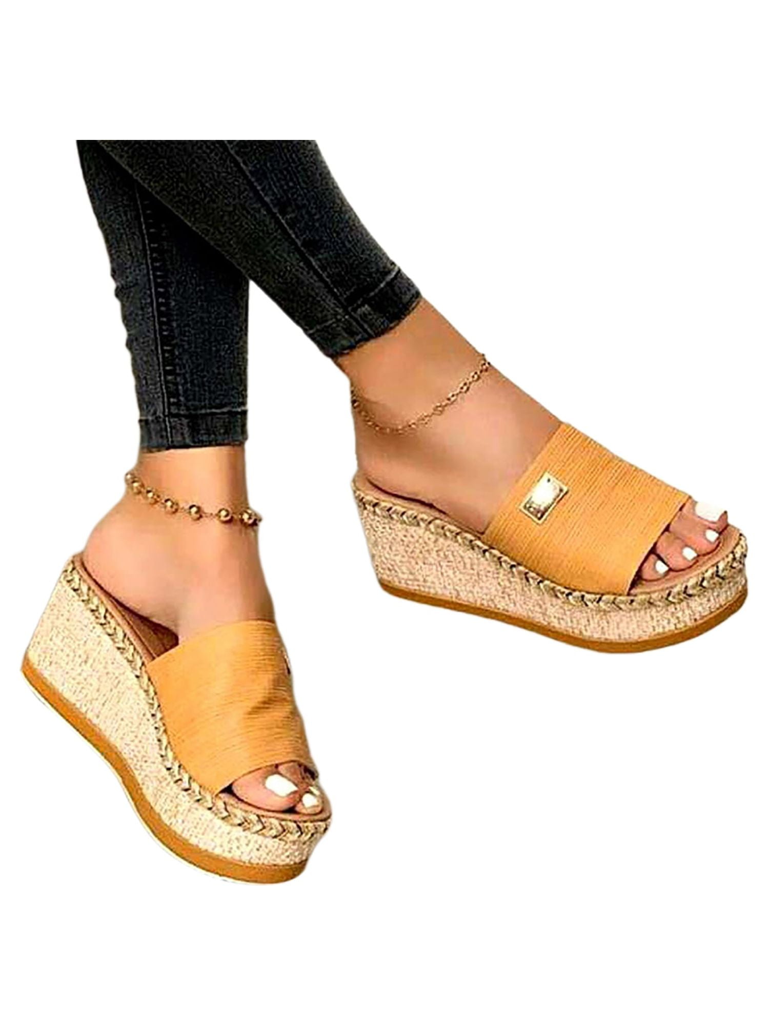 Gomelly Ladies Slippers Slip On Wedge Sandals Backless Slides ...