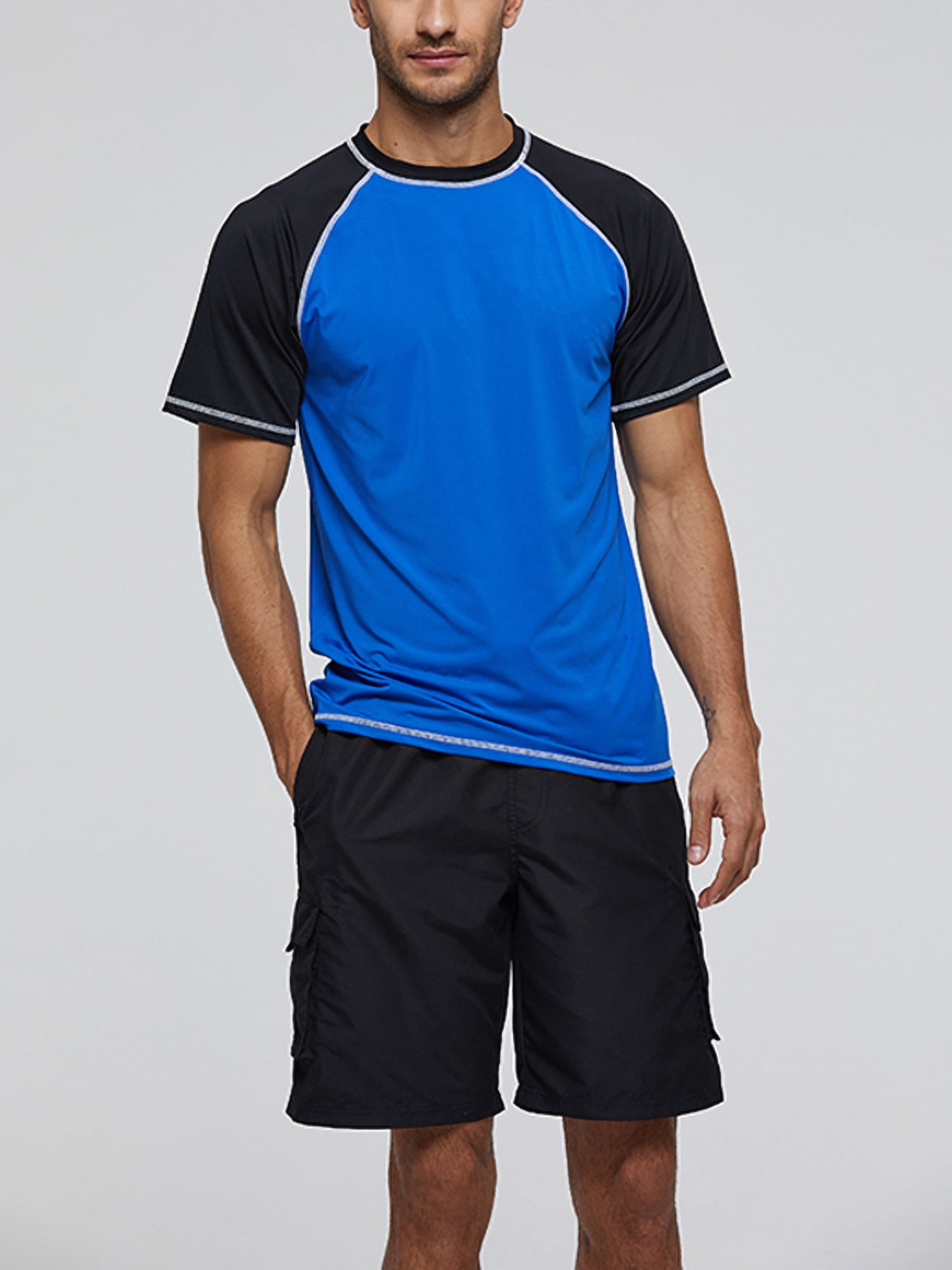 Gomelly Men Swimwear UPF50+ Swim Tops Loose Beach Shirt Mens Stretchy ...