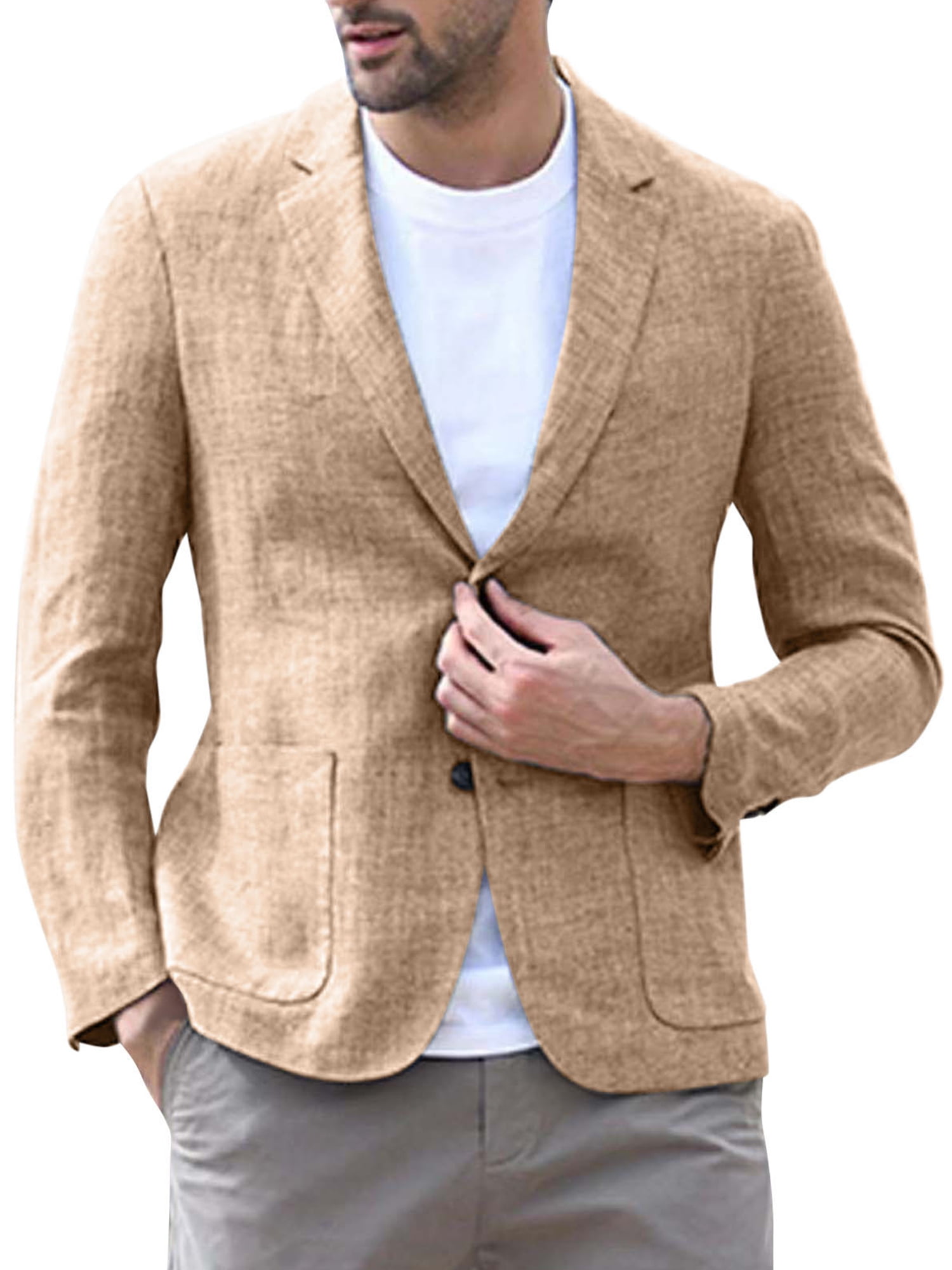 Gomelly Mens Blazer Jacket Two Button Sport Coat Lightweight Suit ...