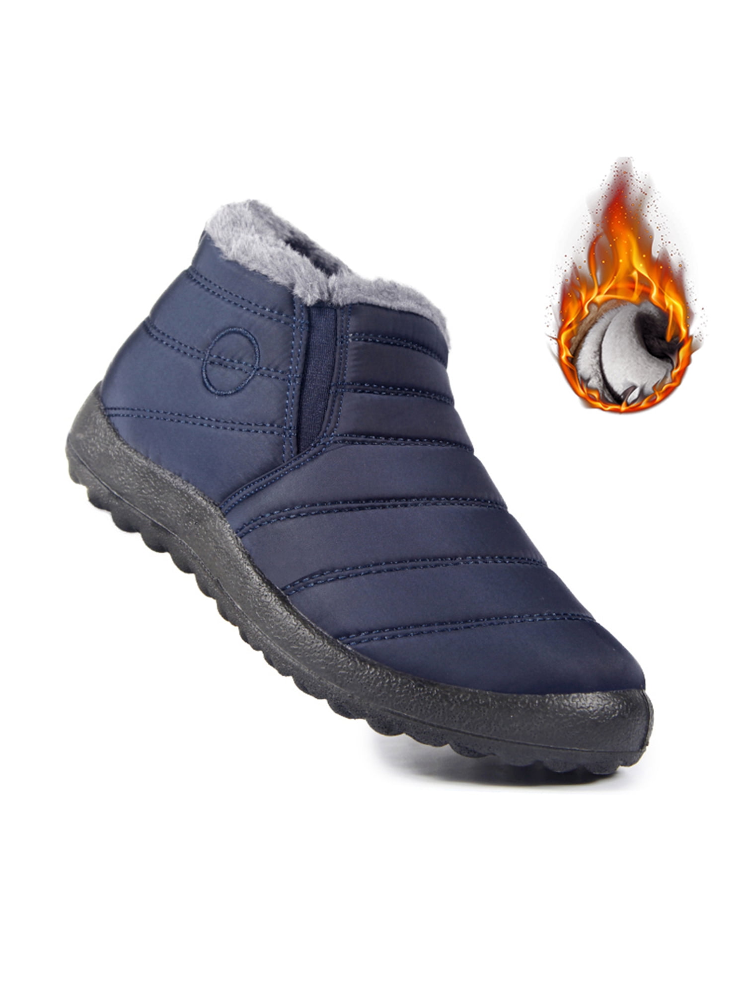 Gomelly Mens Snow Boots Plush Lined Ankle Bootie Waterproof Winter Boot ...