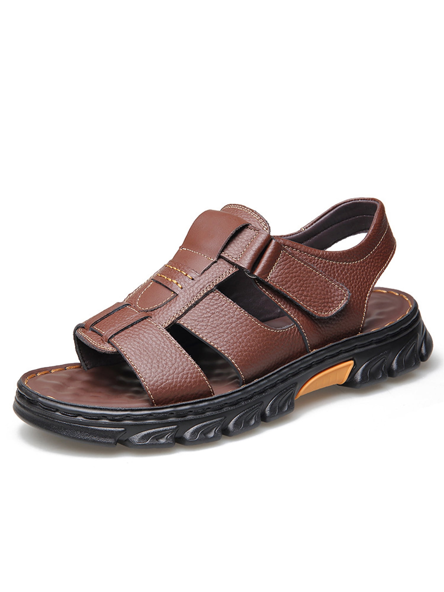 Gomelly Mens Summer Sandals Adjustable Strap Beach Shoes Open Toe Walking Casual Sandal Brown 9. ...