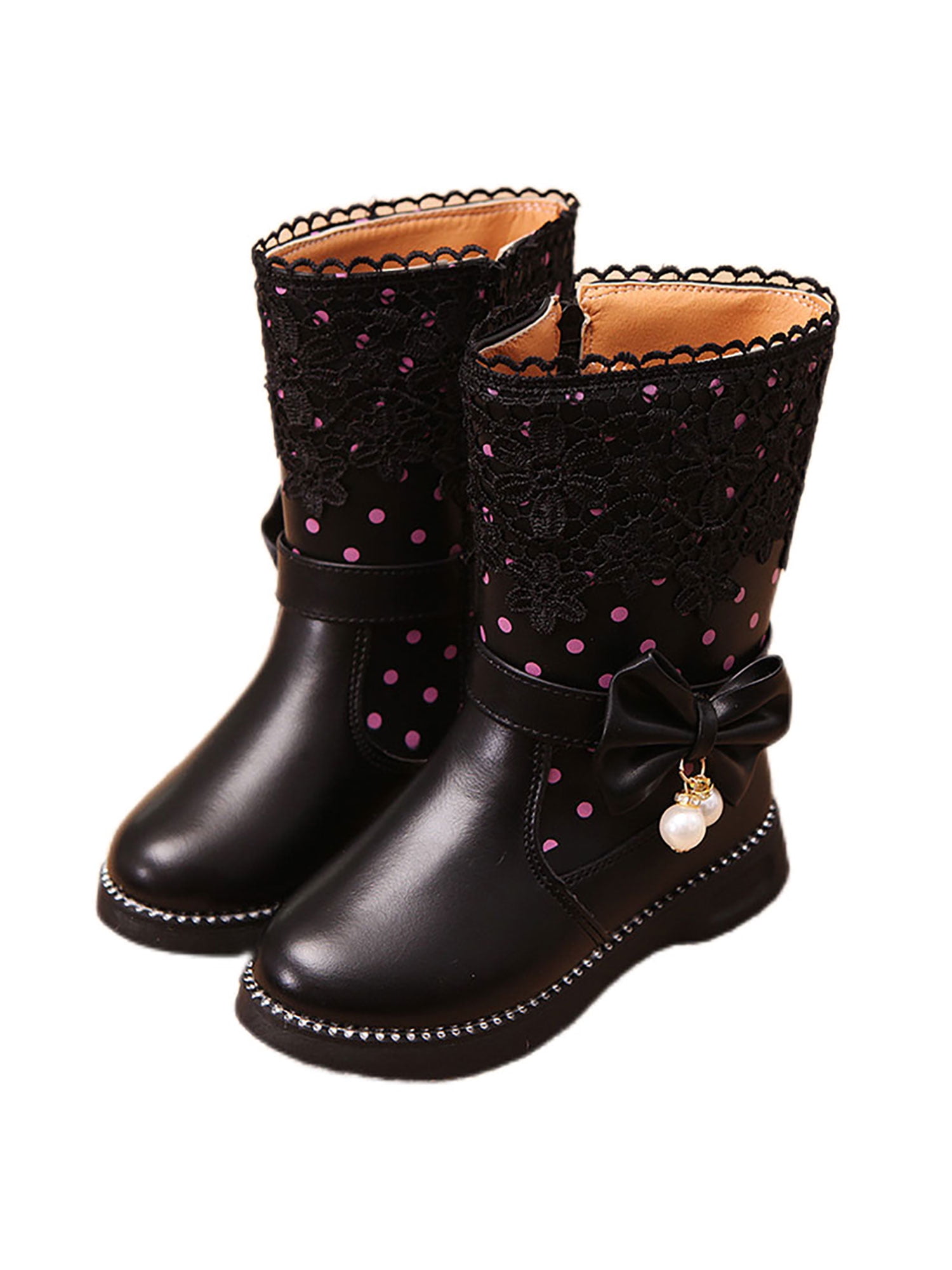 Gomelly Mid Calf Boots Girls Side Zip Snow Boot Winter Shoes Black 12c ...