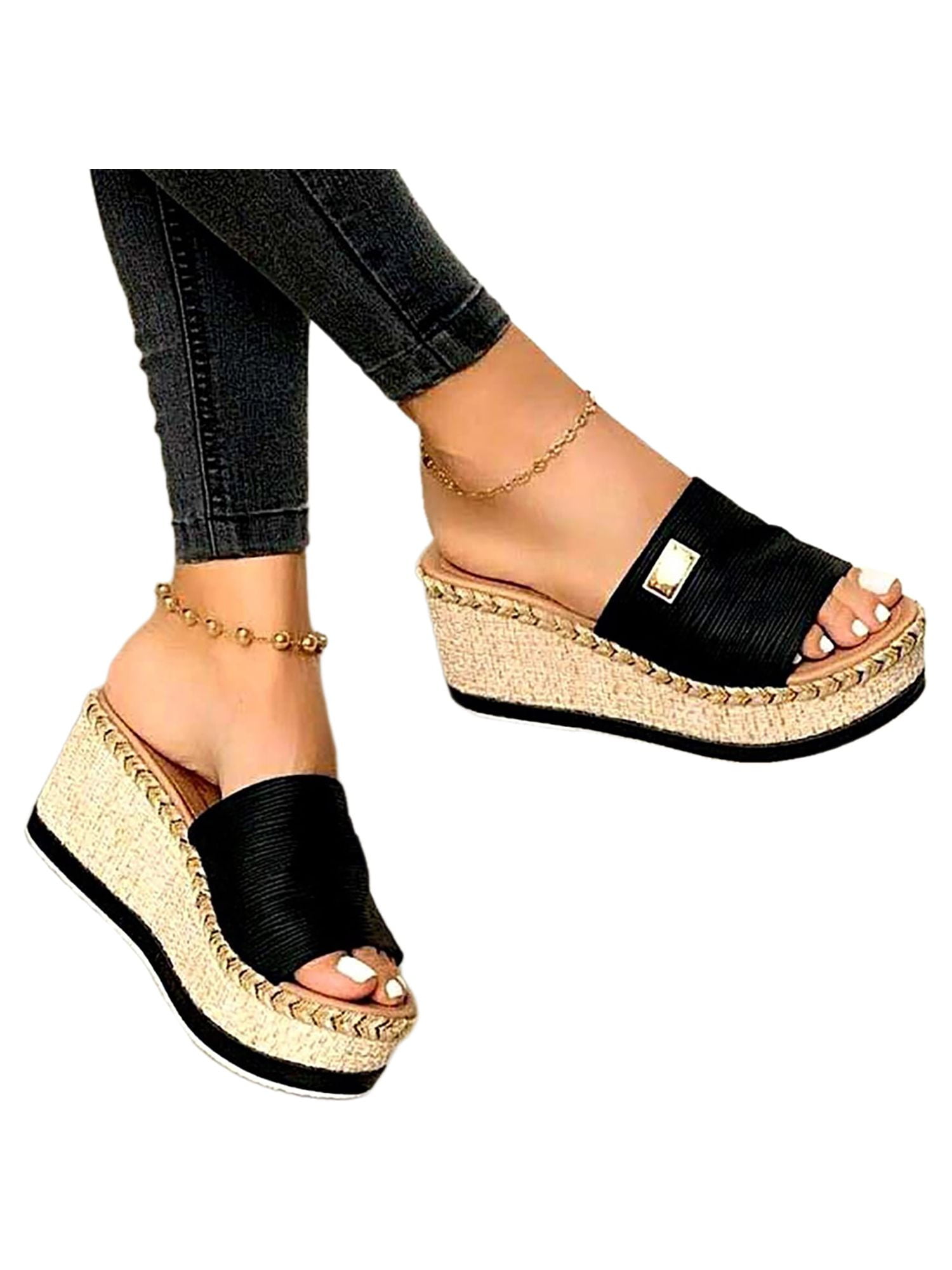 Gomelly Women's Slides Platform Slippers Backless Wedge Sandals ...