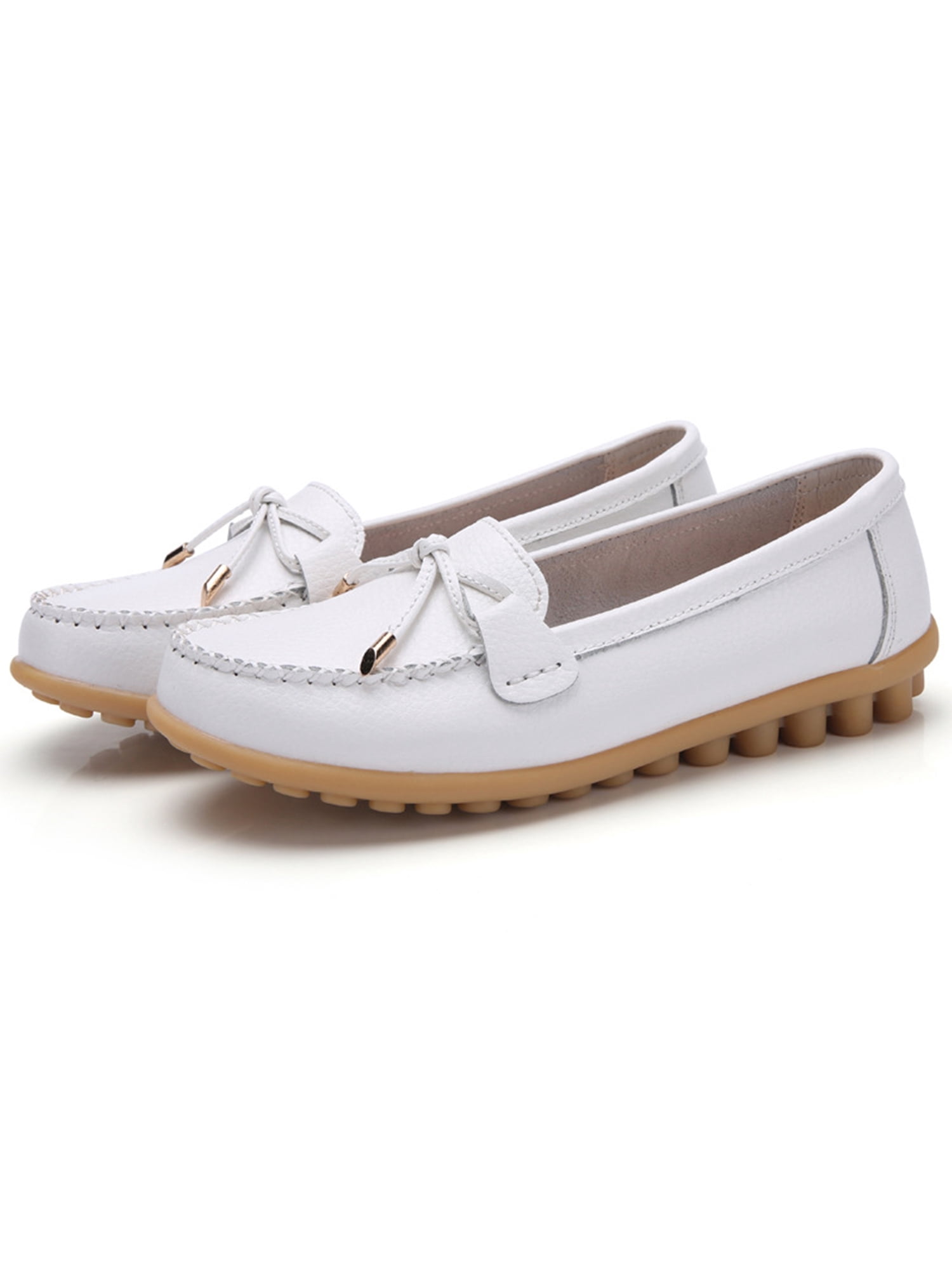 Gomelly Womens Nursing Shoes Bow Loafers Comfort Moccasins Nonslip Flats Driving Kitchen Boat ...