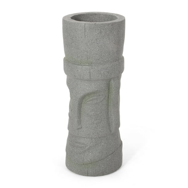 Polynesian Totem Outdoor Planter, Gomer Decorative Cast Stone Pot Stone ...