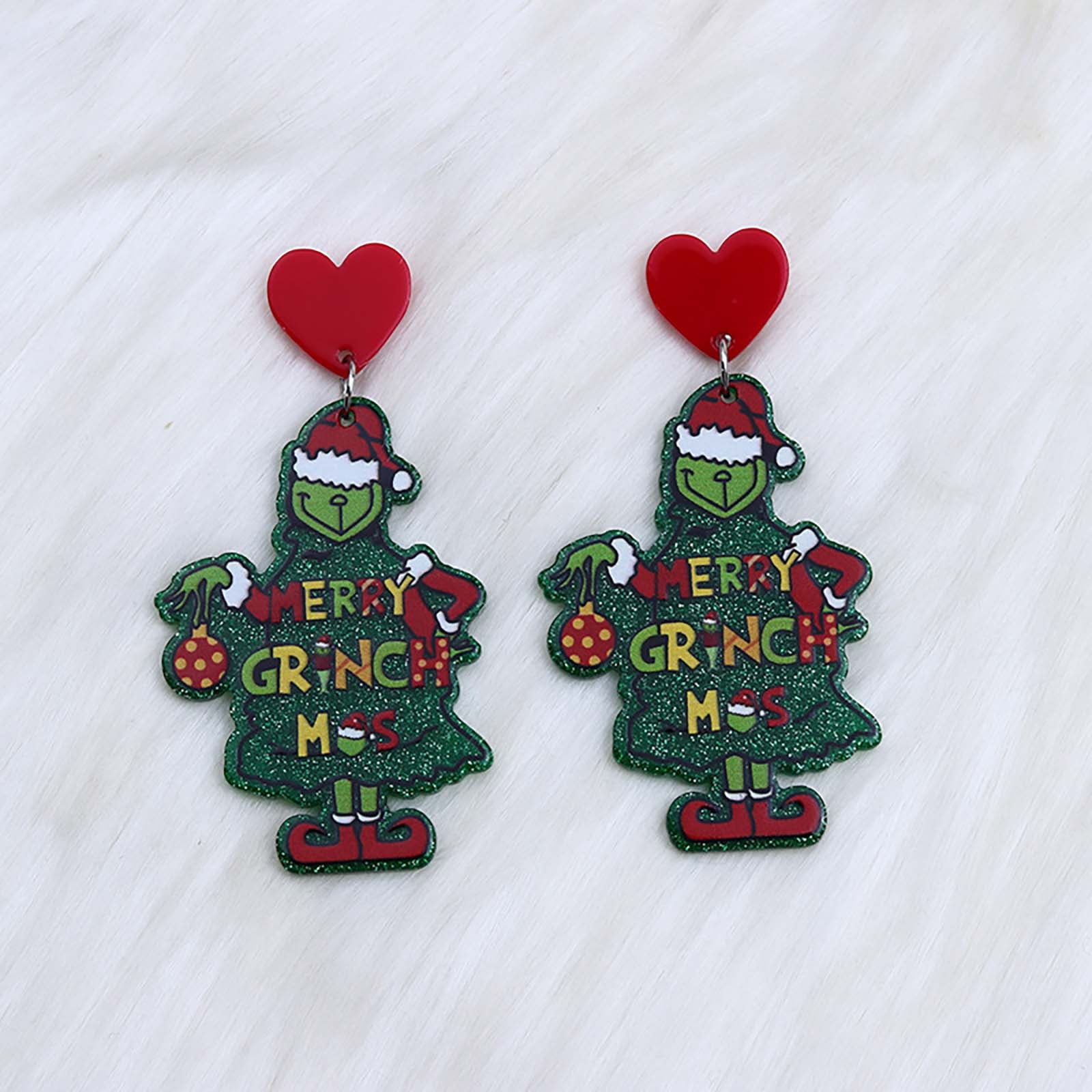 Gomind Christmas Grinch Earrings for Women Girls Teens, Glitter Acrylic ...